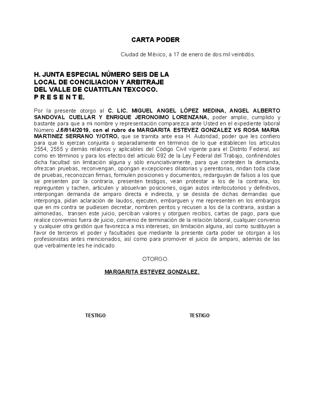 Carta Poder Agustin - CARTA PODER Ciudad de México, a 17 de enero de ...