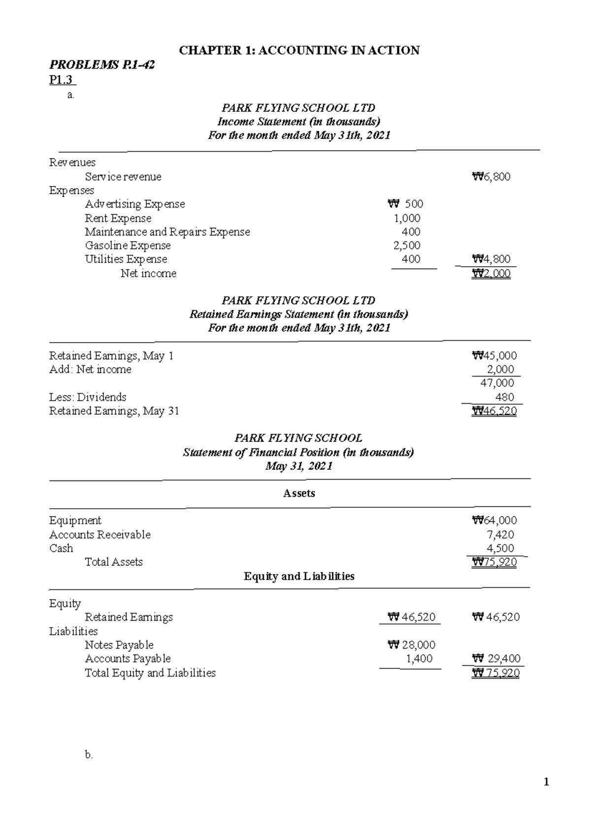 Practice for Accounting Principles - CHAPTER 1: ACCOUNTING IN ACTION ...