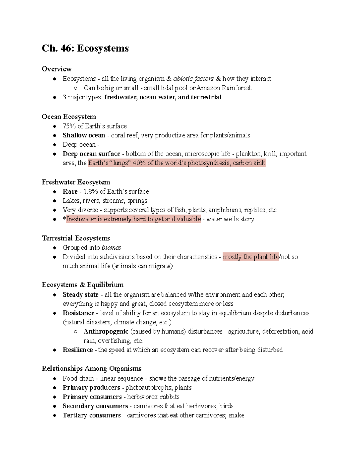 Ch. 46 Ecosystems - Dr. Goven III - Ch. 46: Ecosystems Overview ...