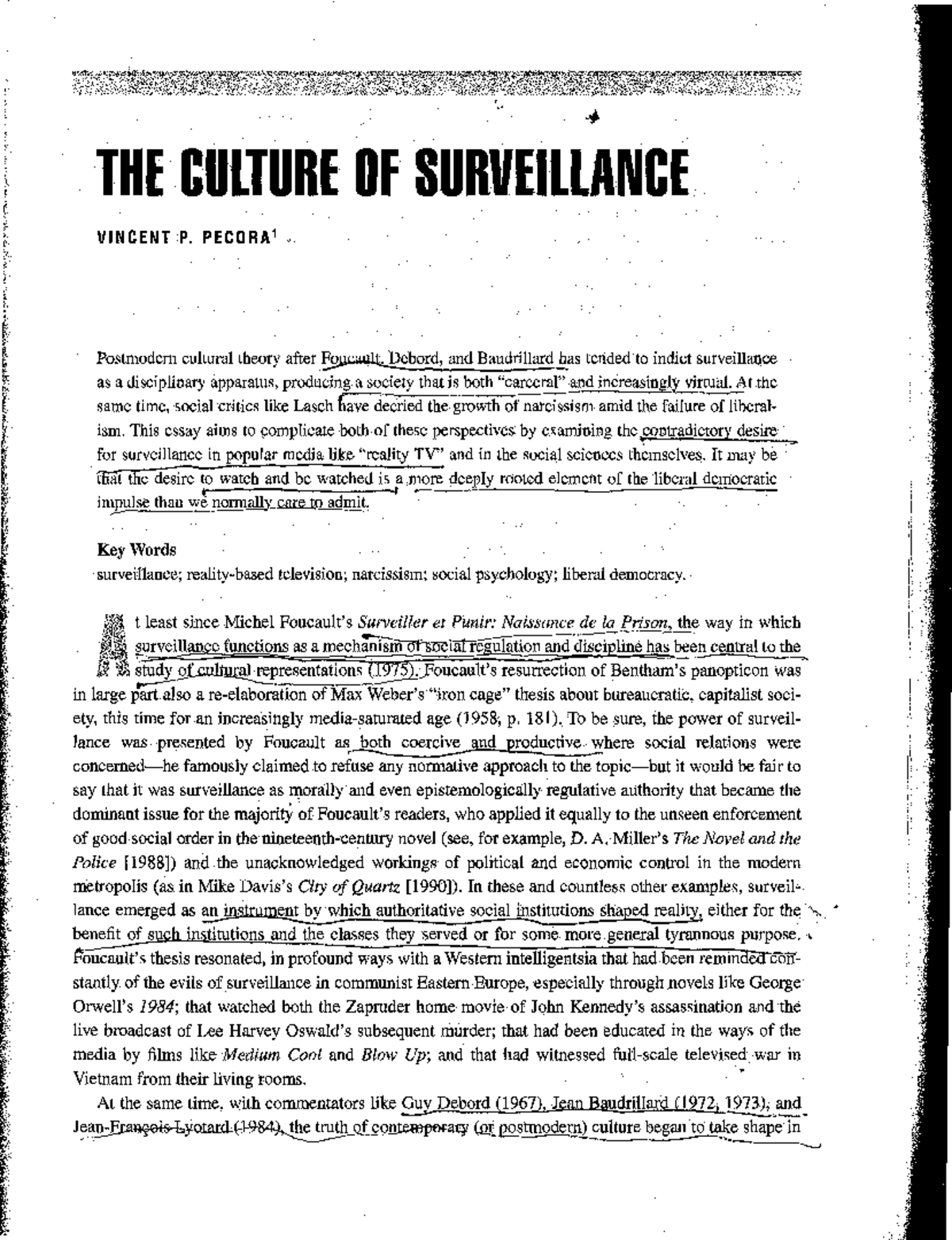 Pecora 2012 the culture of surveillance - ~.;. ####### THE CULTURE OF ...