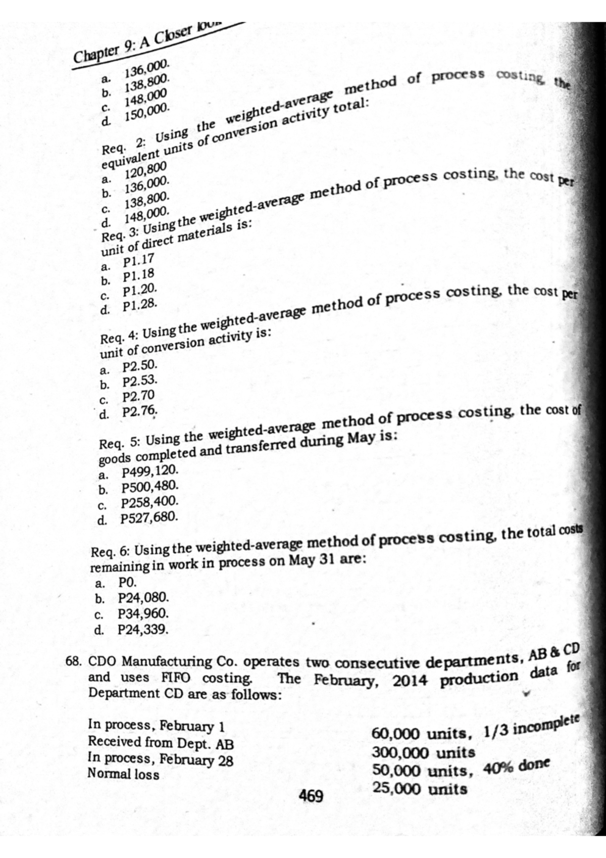 Process costing chapter problems part 2 - Closer Chapter a. 138,800. b. of process costing c. d ...