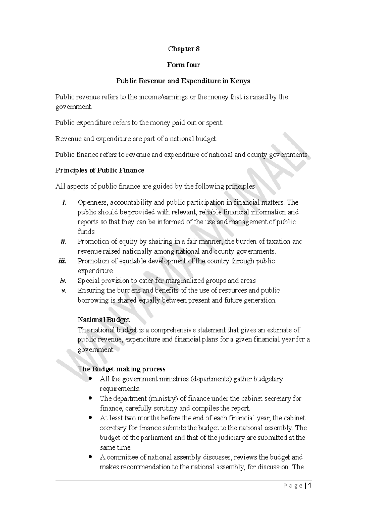 Chapter 8 form 4 - notes - Chapter 8 Form four Public Revenue and ...