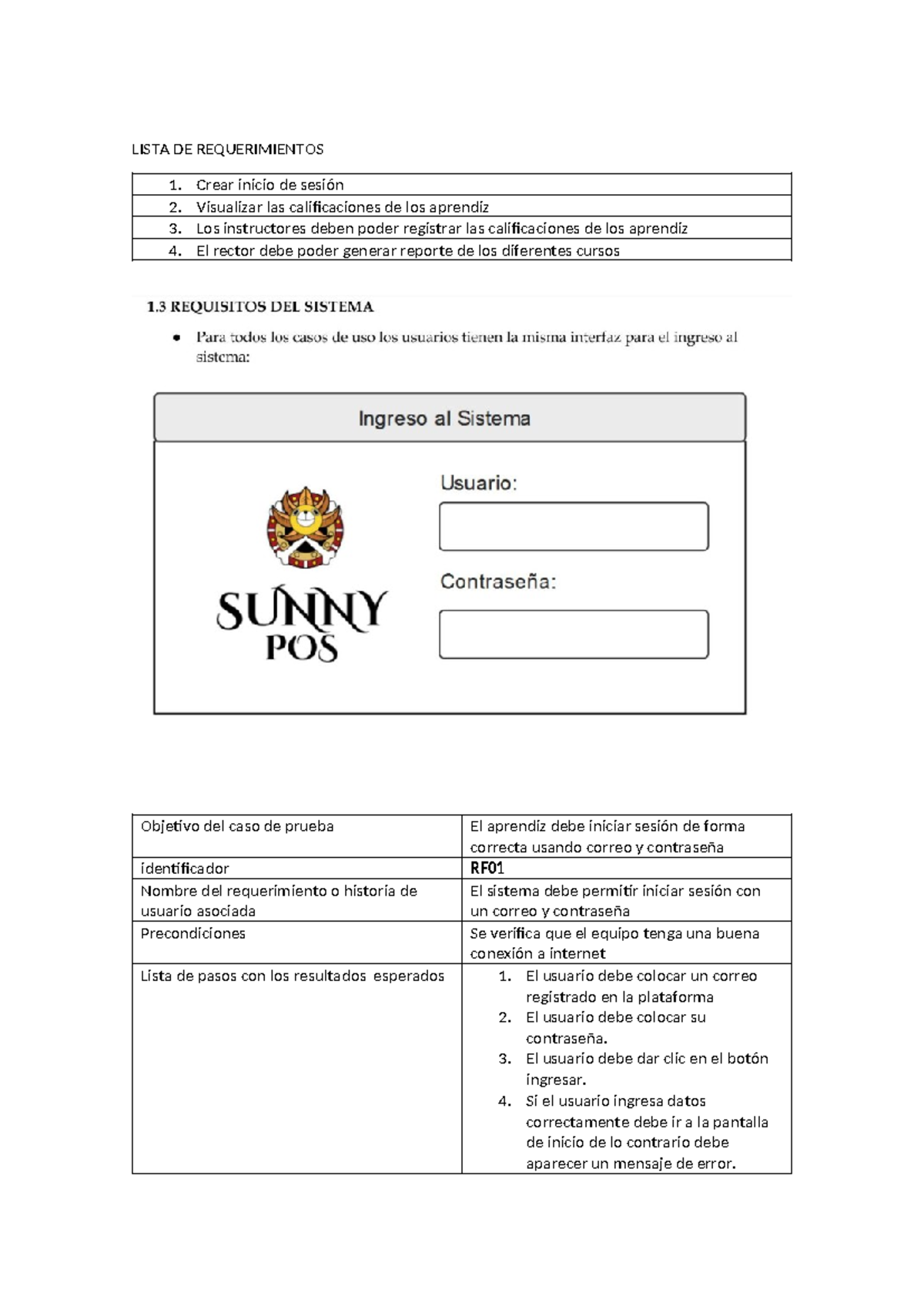 Ejemplo Claro EVO2 - FGFDG - LISTA DE REQUERIMIENTOS Crear inicio de ...