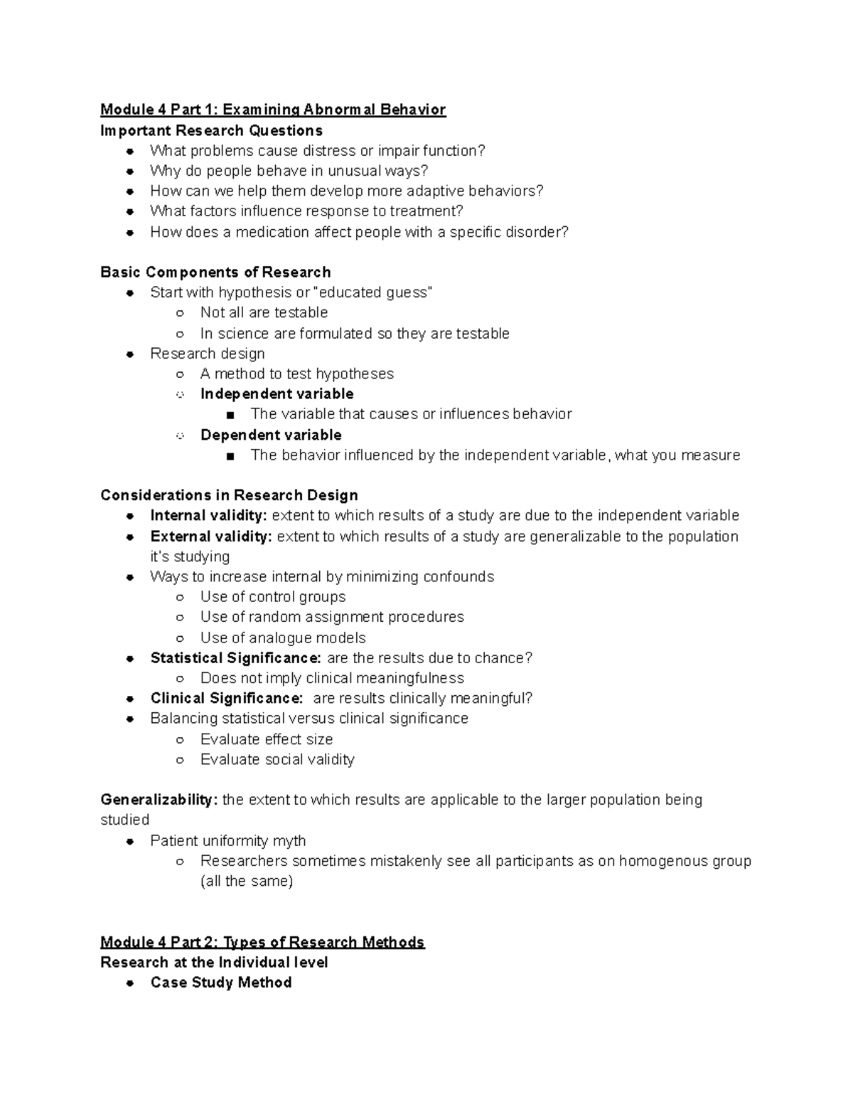 Ch 4 Research Methods - Lecture notes CH 4 - Module 4 Part 1: Examining ...