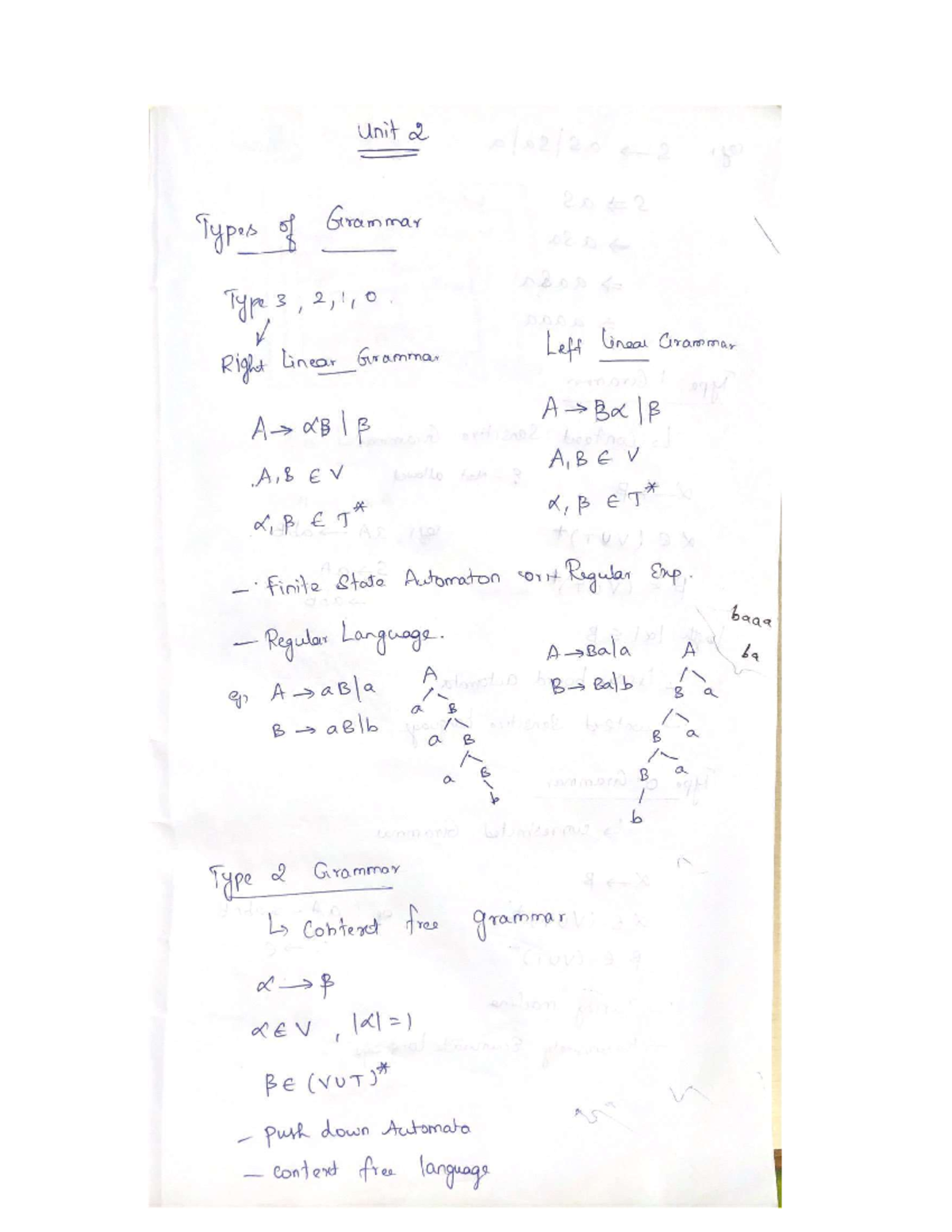 Unit 2 Handwritten Notes - Unit 2 Types of Grammar Type 3, 2, 0 ...