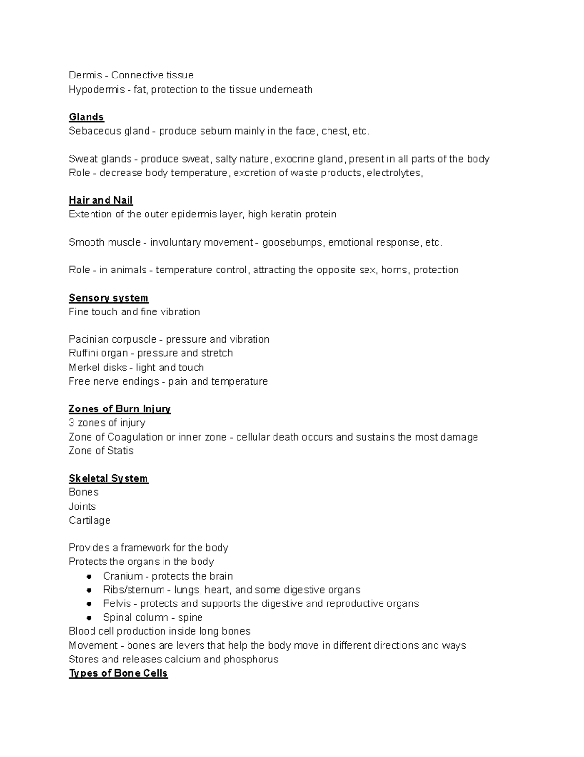 Human Anatomy - Unit 4 - Unit 4 - Dermis - Connective tissue Hypodermis ...