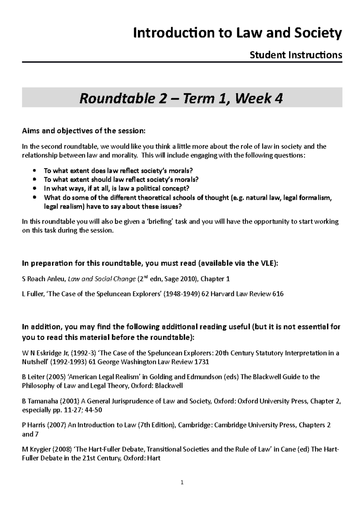 ILS Roundtable 2 Student Instructions - Introduction to Law and Society ...