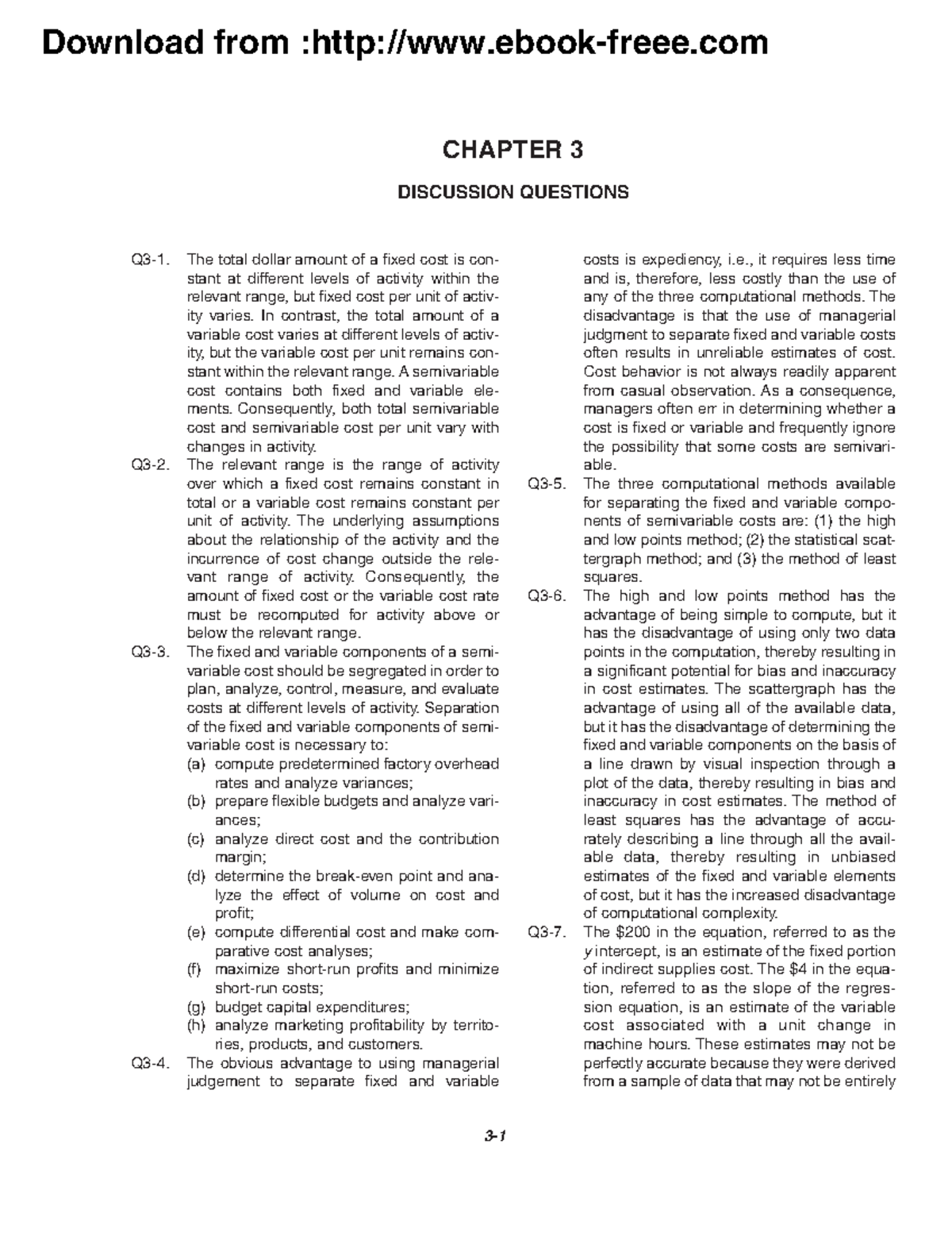 Ch03SM - Lecture notes 1 - CHAPTER 3 DISCUSSION QUESTIONS 3- Q3-1. The ...