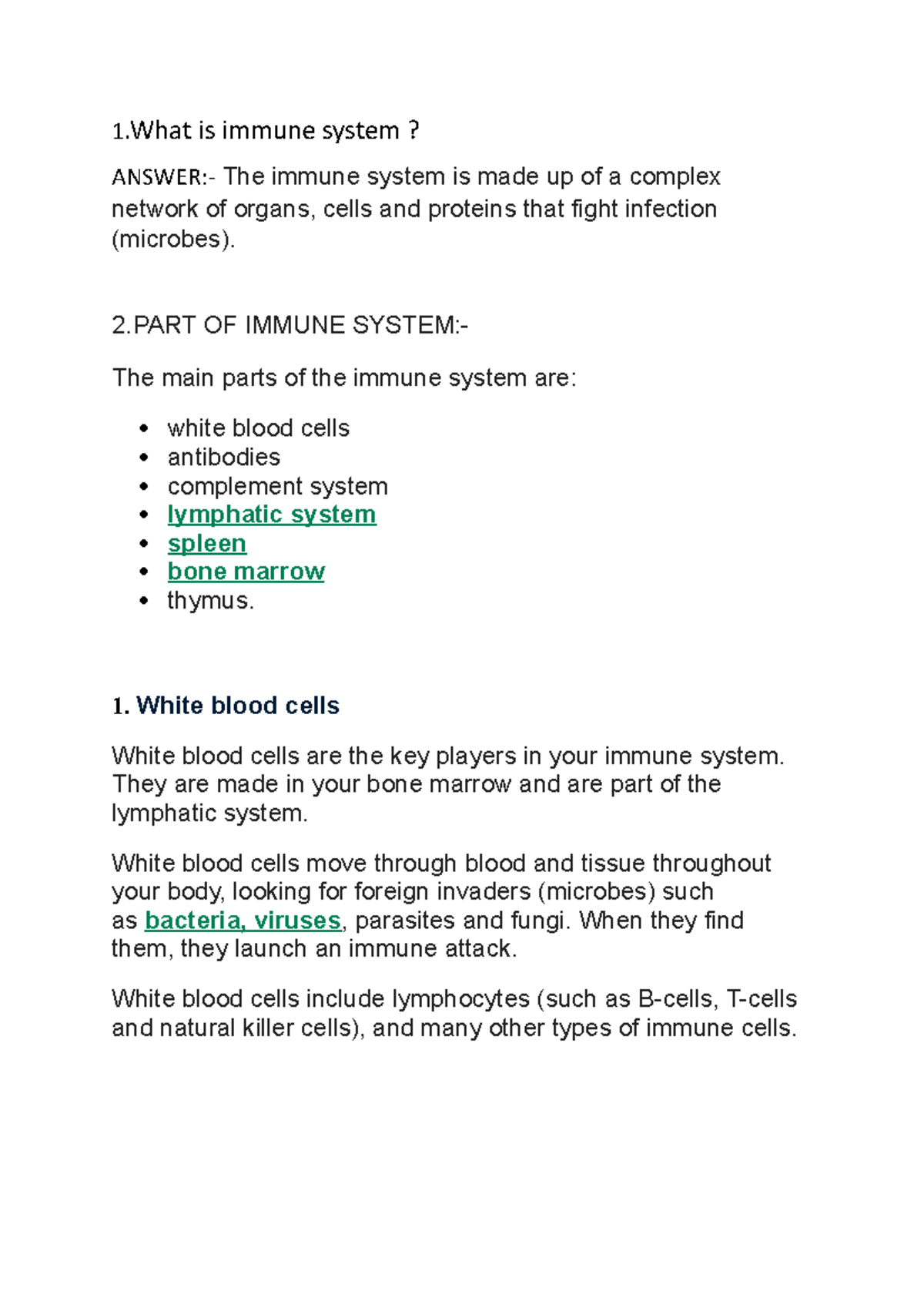 Immune System 1@ - material - 1 .What is immune system? ANSWER:- The ...