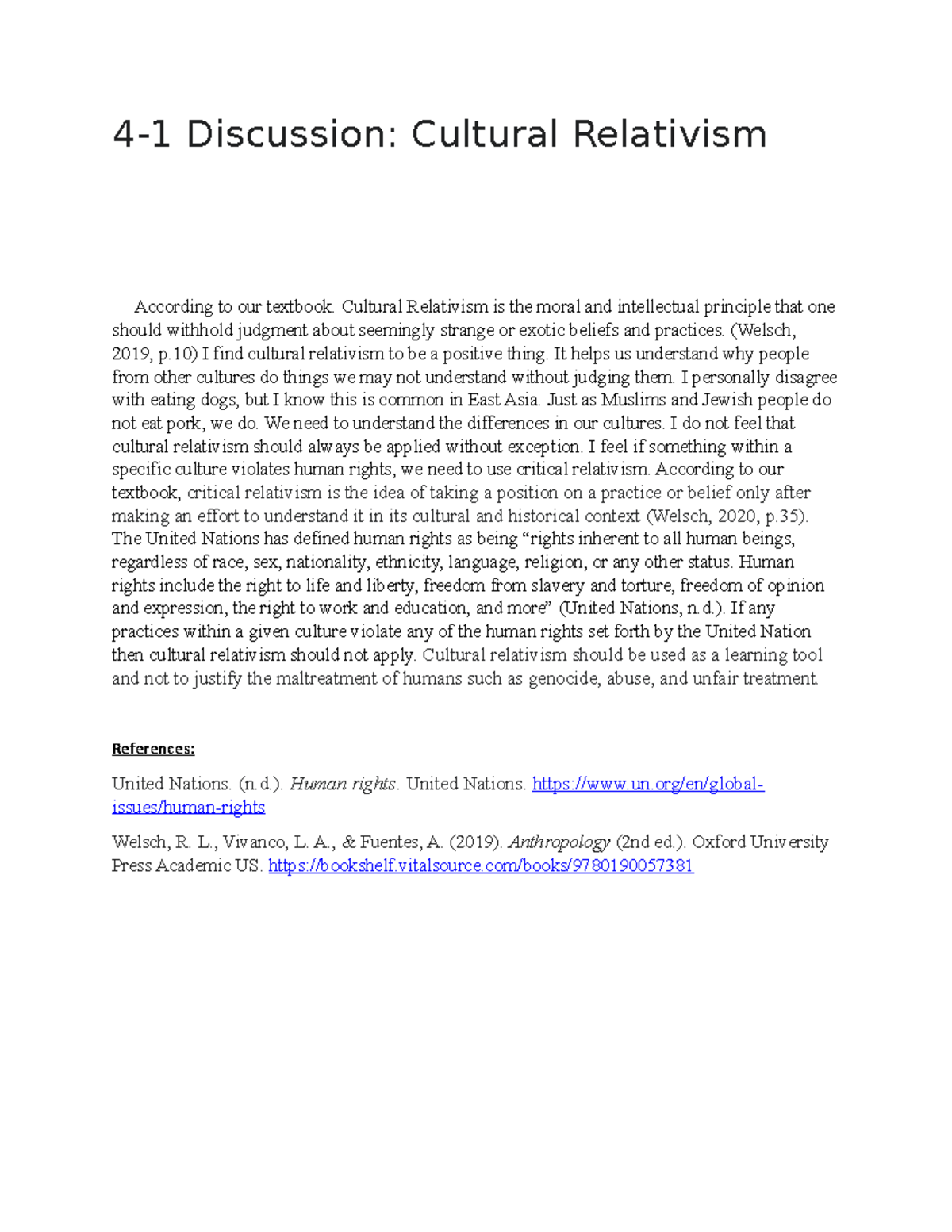 4-1 Discussion Cultural Relativism - 4-1 Discussion: Cultural ...