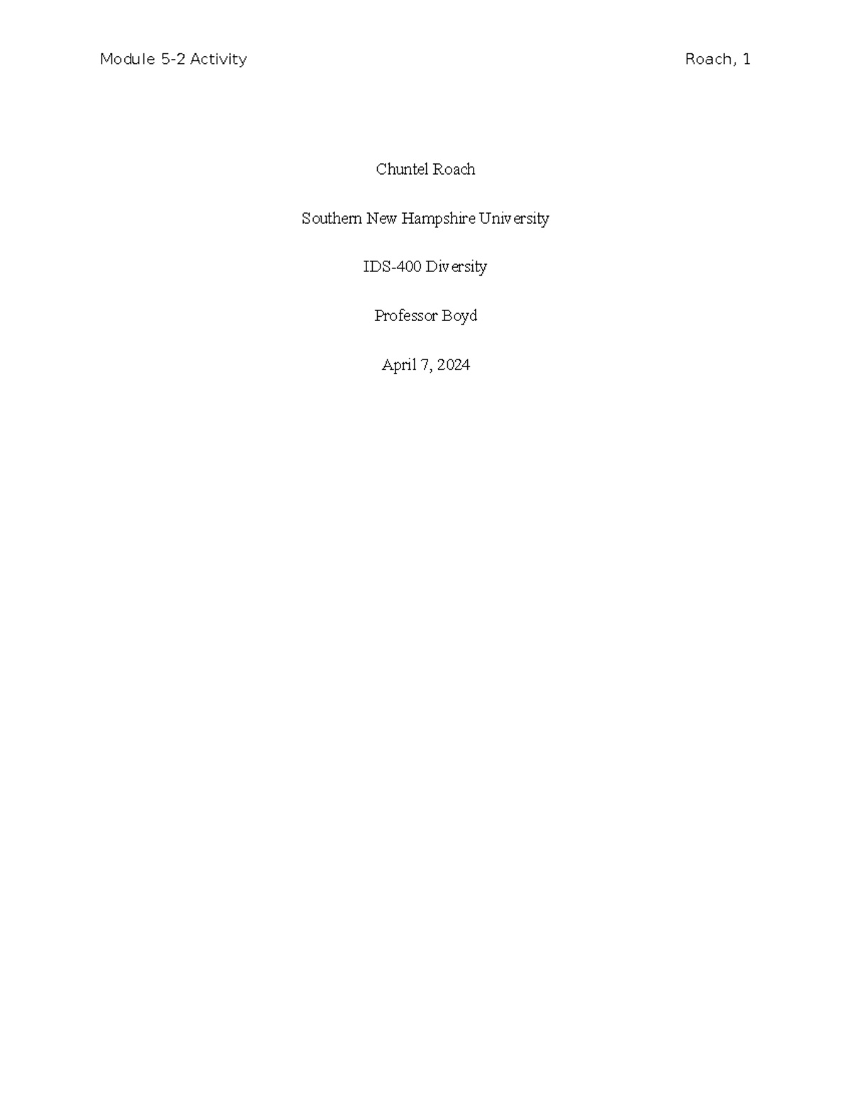 Ids400module 5activity - Chuntel Roach Southern New Hampshire ...