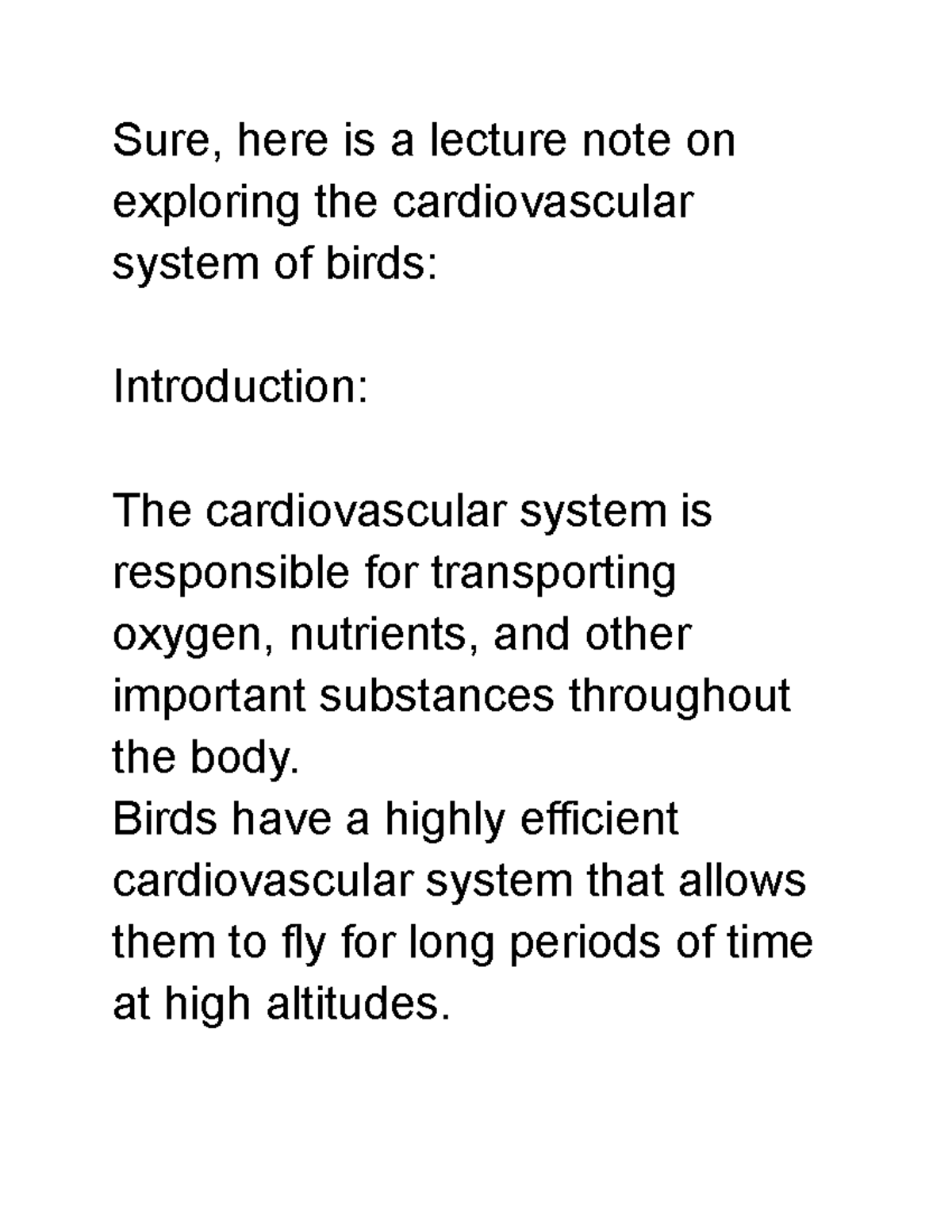 Lecture note - Exploring the cardiovascular system of birds - Google ...