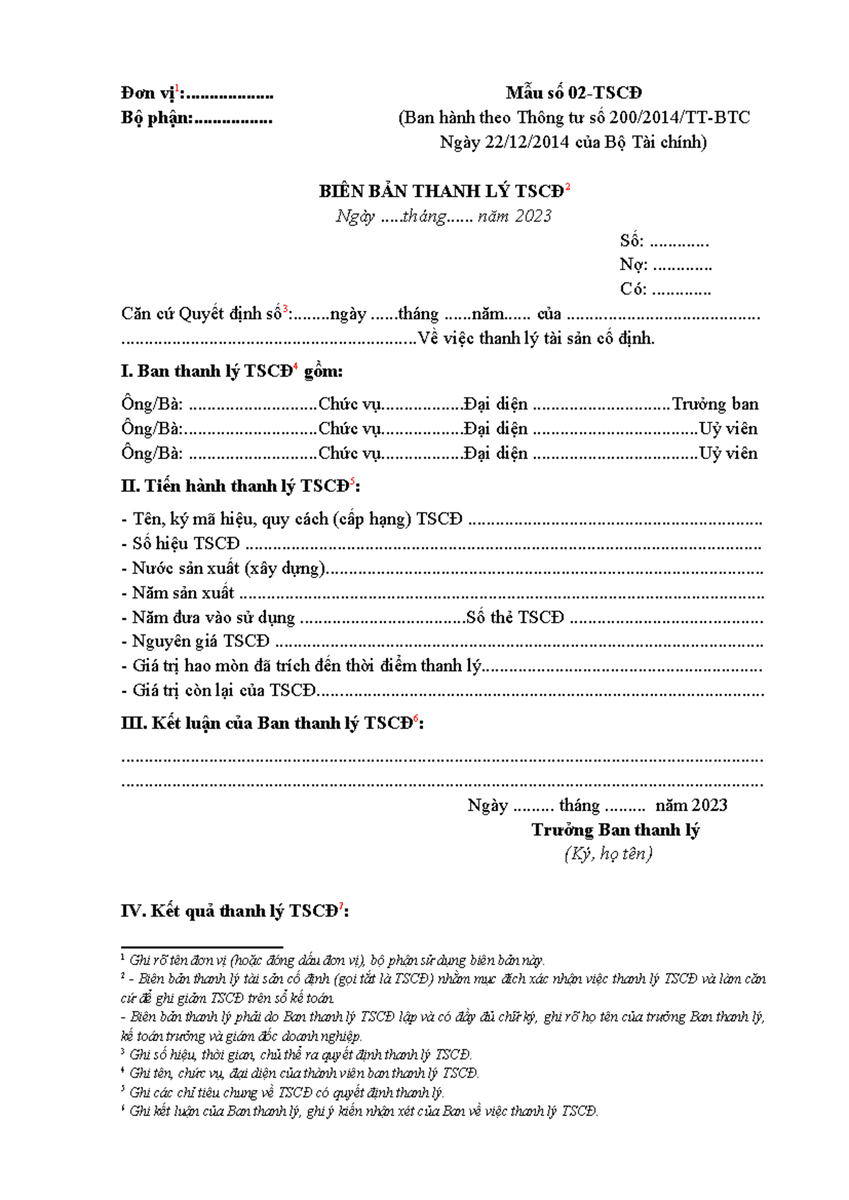 Mau so 02 TSCĐ - Đơn vị 1 :................... Bộ phận ...