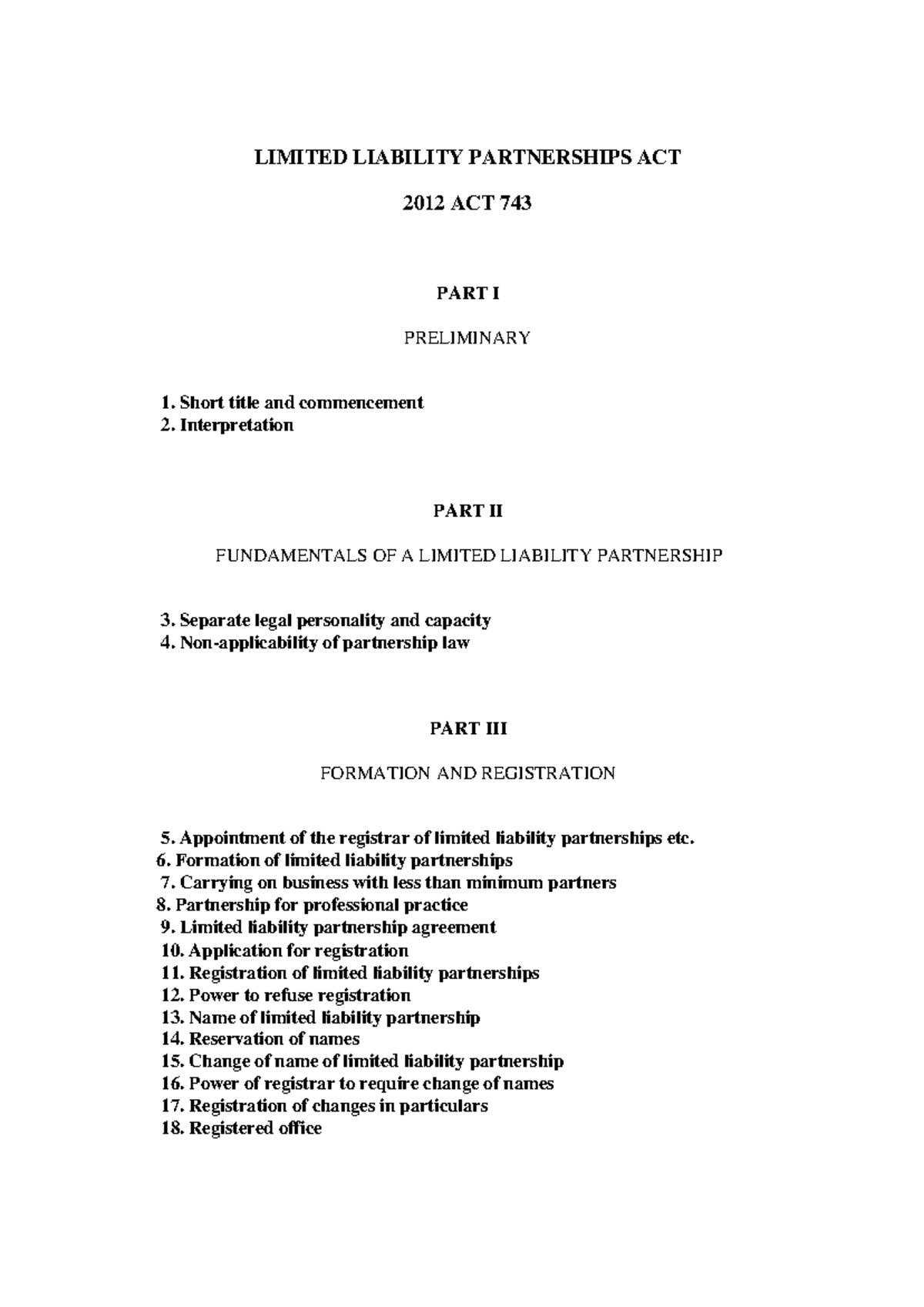Limited Liability Partnerships ACT 2012 - LIMITED LIABILITY ...