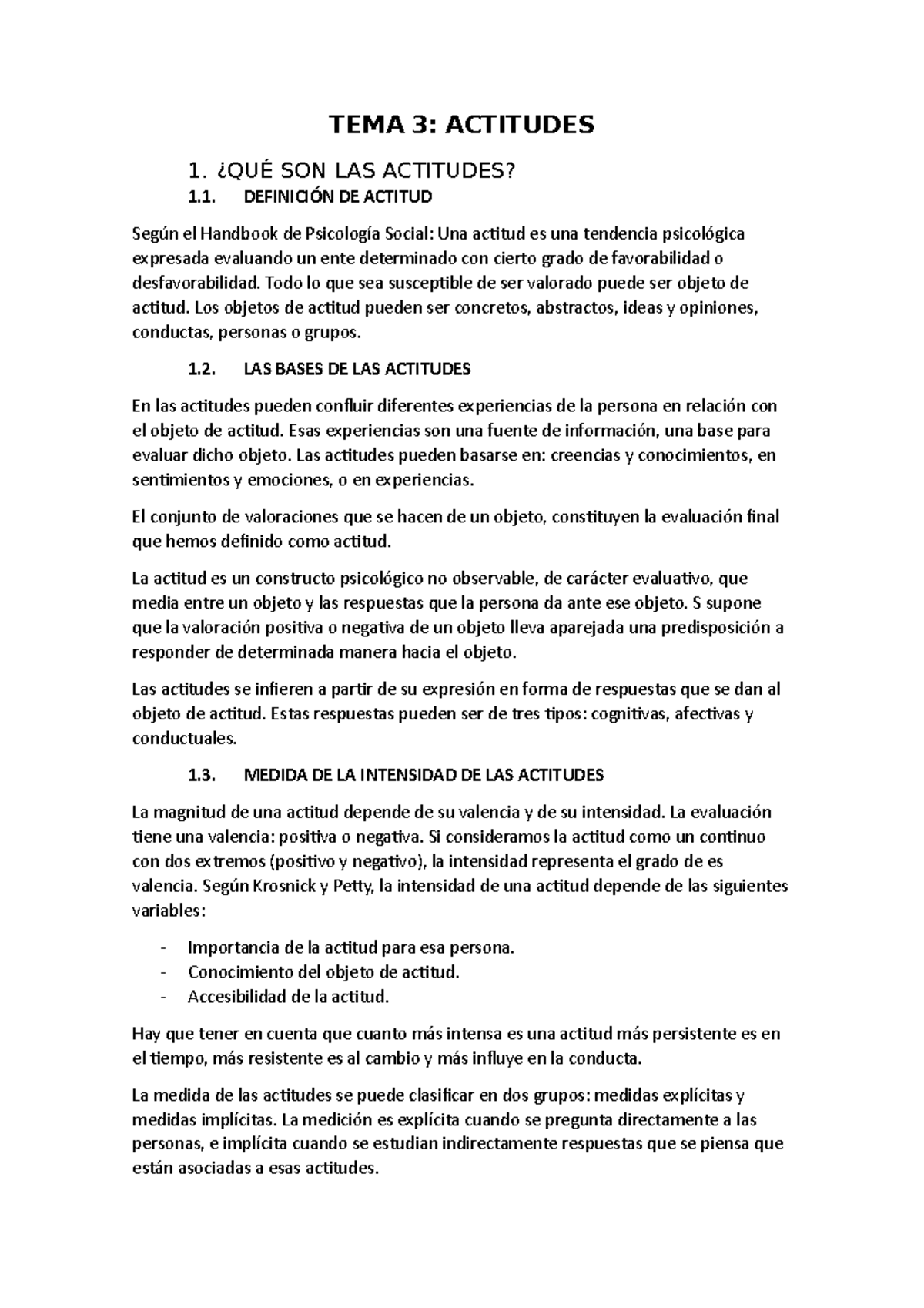 TEMA 3 de Psicología Social - TEMA 3: ACTITUDES 1. ¿QUÉ SON LAS ...