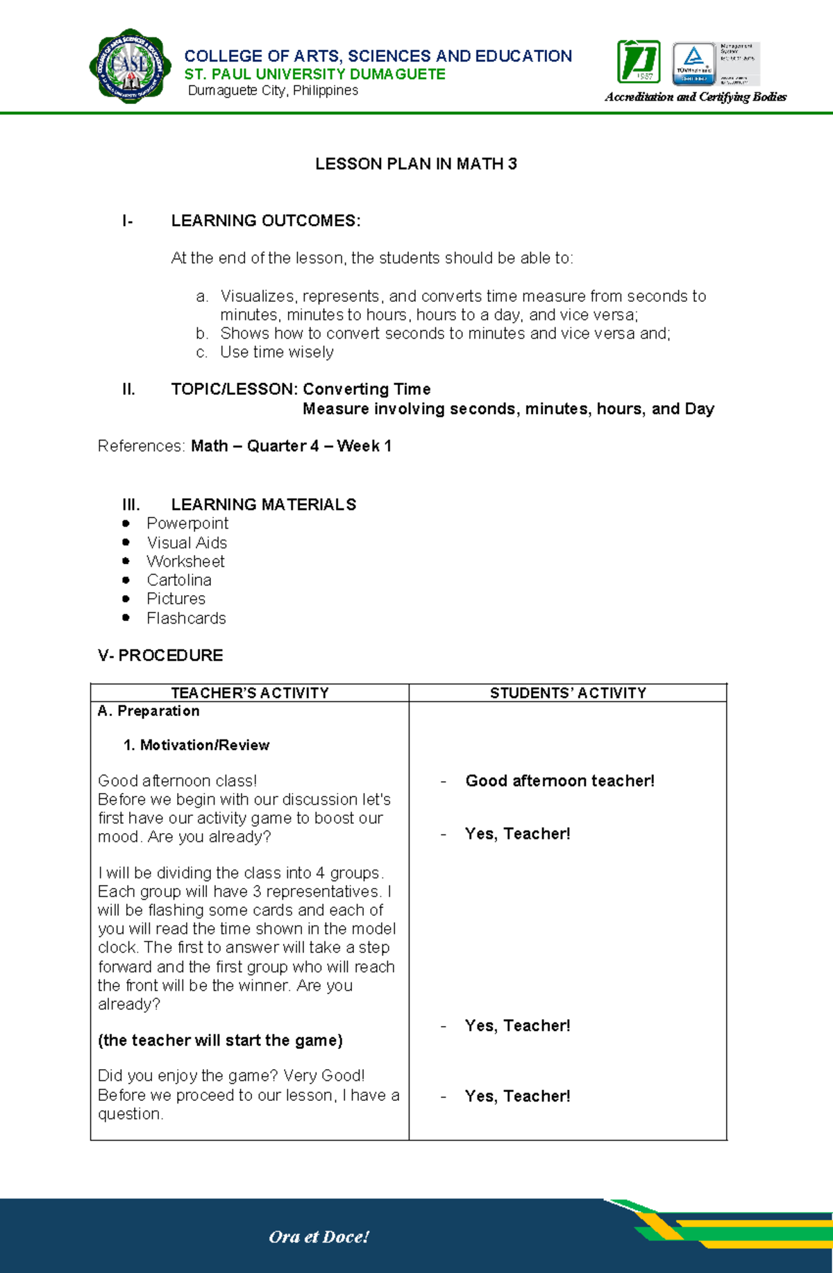 LP MATH 3 - Q4 Week 1 - Accreditation and Certifying Bodies ST. PAUL ...