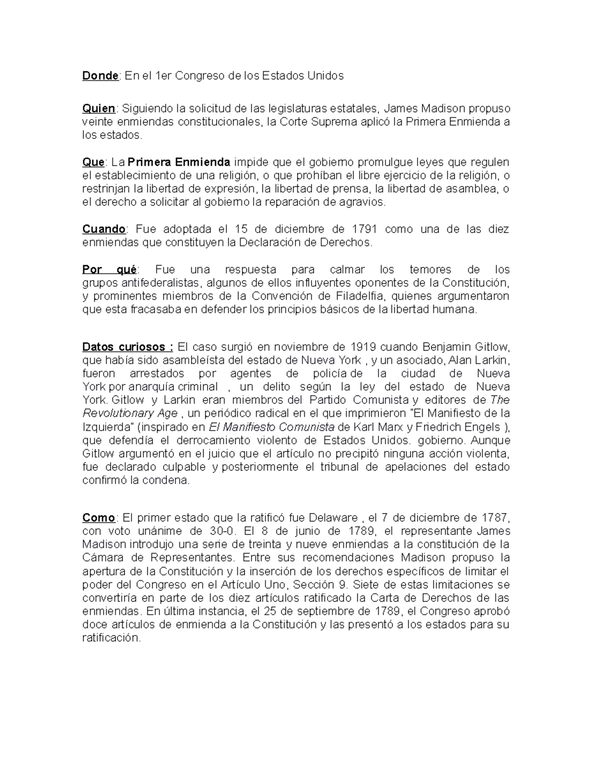 Enmienda 1 - Resumen Comprensión y producción de Lenguaje - Donde: En ...