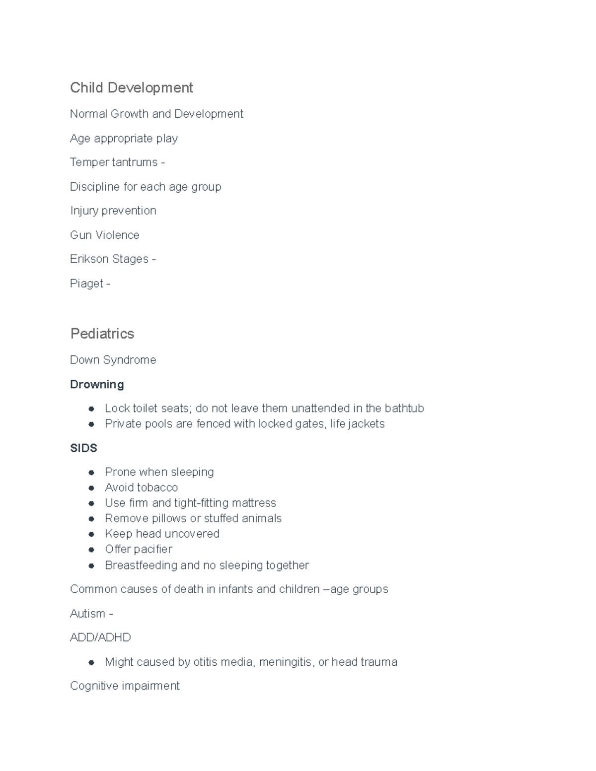 Final PEDS - ... - Child Development Normal Growth and Development Age ...