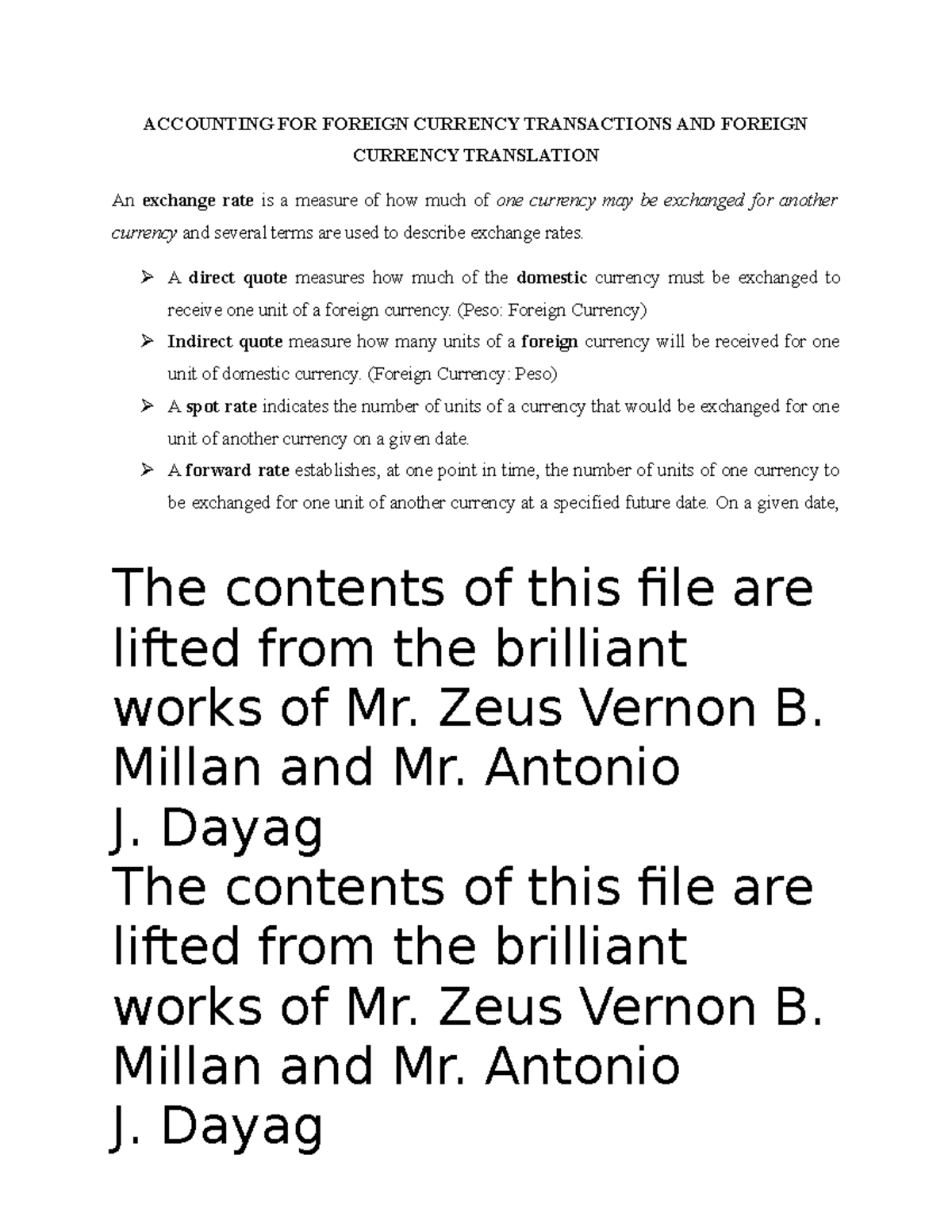 Accounting FOR Foreign Currency Transactions AND Foreign Currency Translation - ACCOUNTING FOR ...