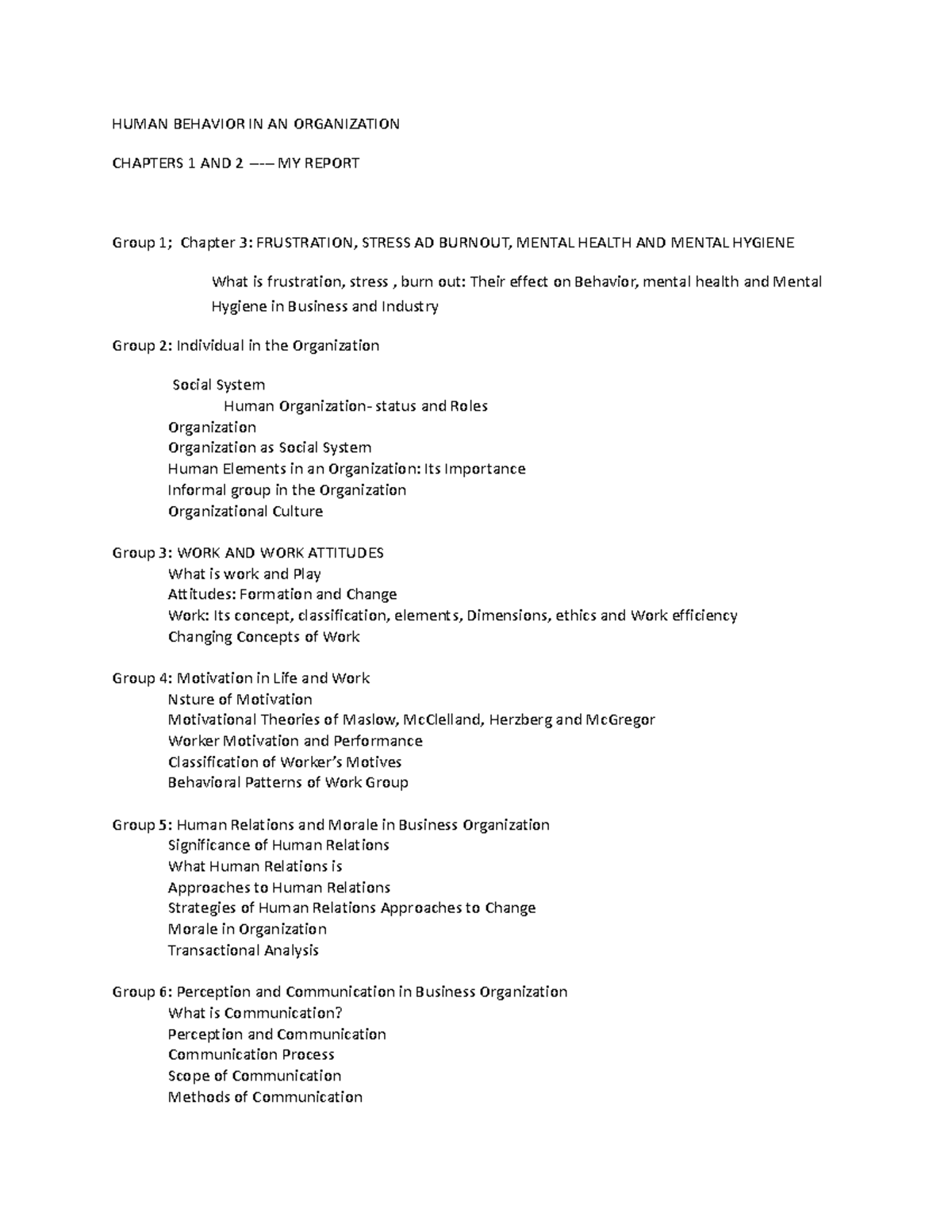 Human Behavior IN AN Organization topics - HUMAN BEHAVIOR IN AN ...