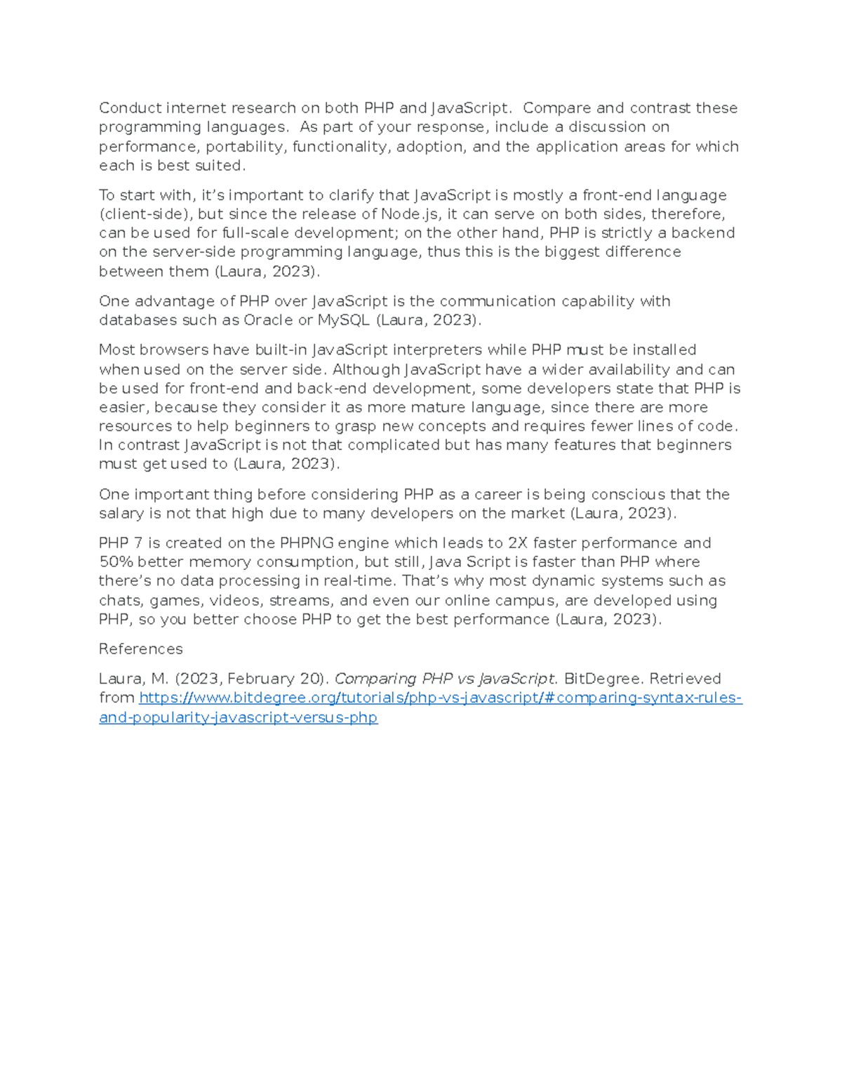 DF5 - Discussion Forum - Conduct internet research on both PHP and JavaScript. Compare and ...