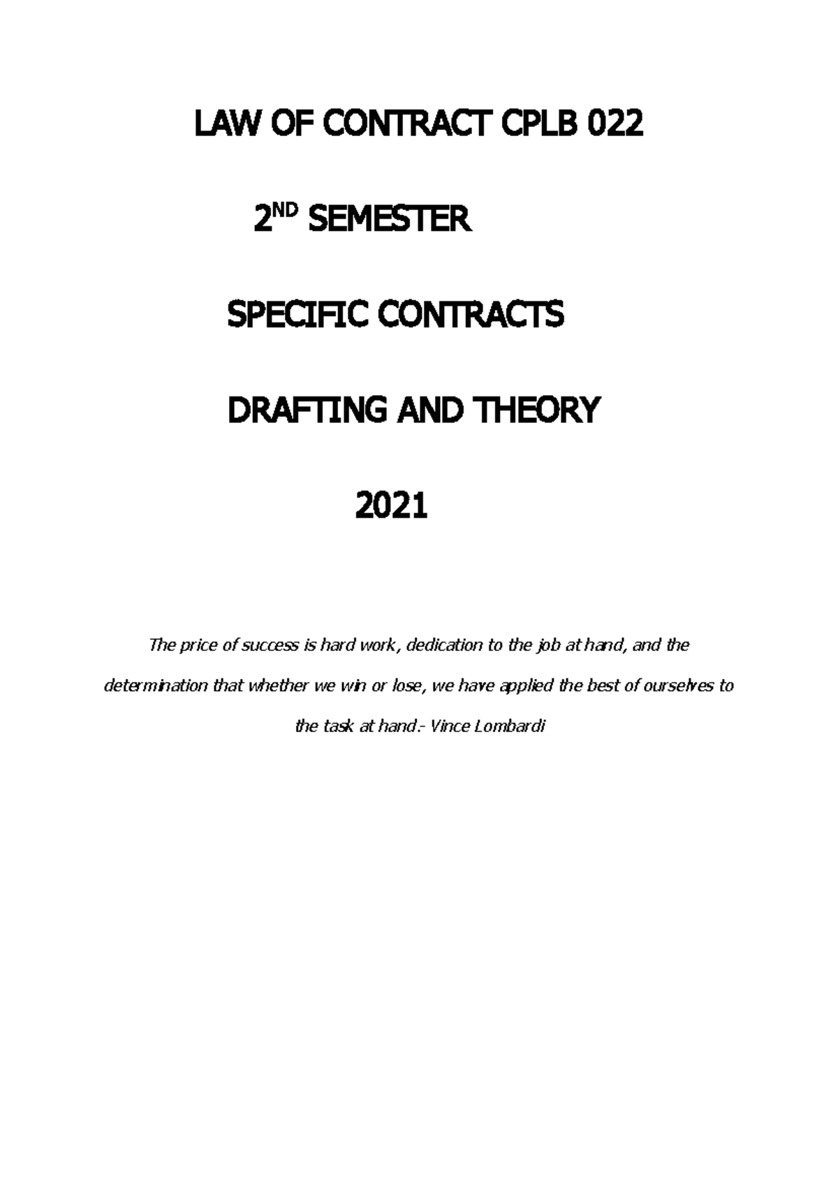 LAW OF Contract chapter 3 up to chapter 11 for s - LAW OF CONTRACT CPLB ...