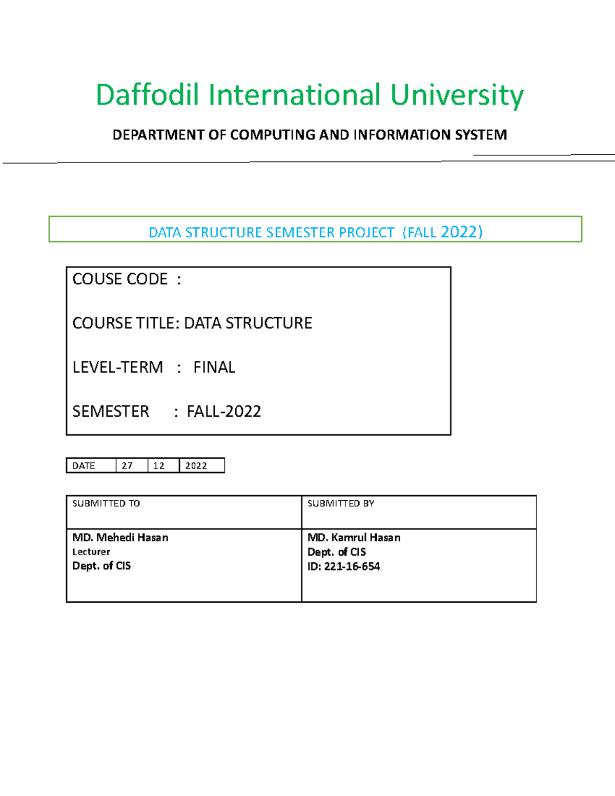 221-16-654 Data Structure - Daffodil International University ...