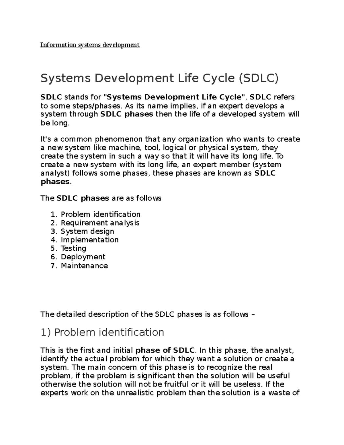 System development - Information systems development Systems ...
