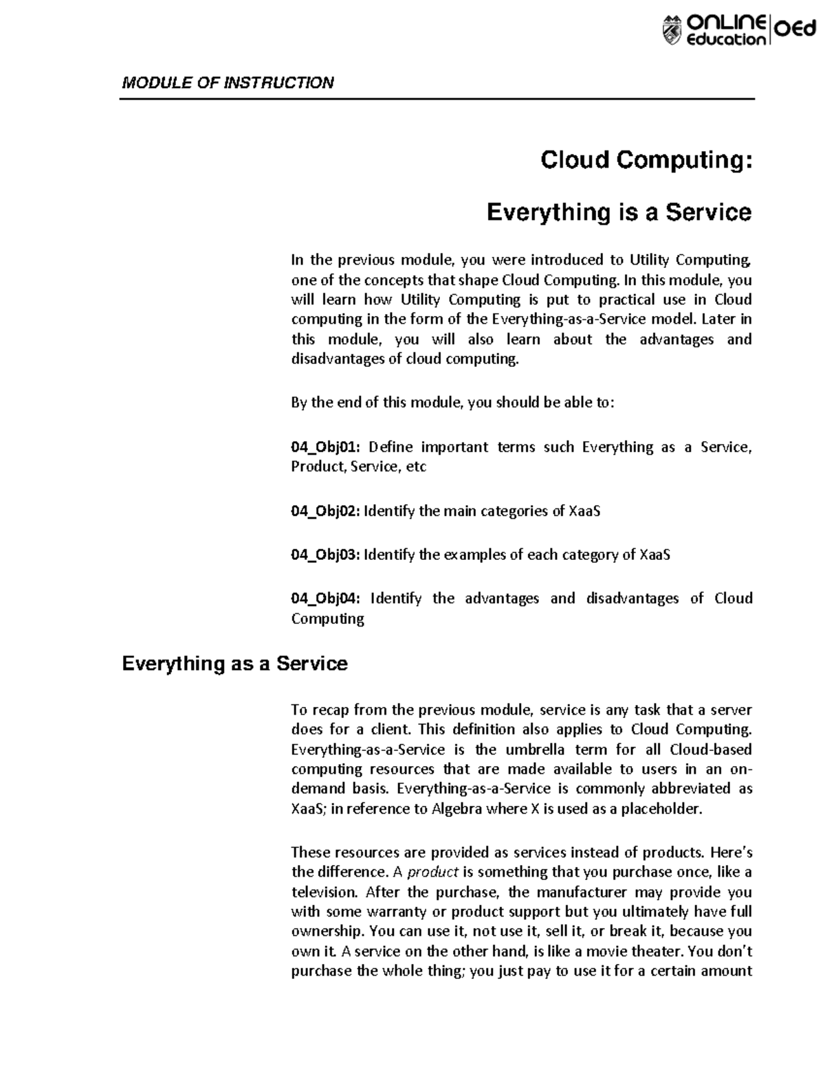 Bigdata - MODULE OF INSTRUCTION Cloud Computing: Everything is a ...
