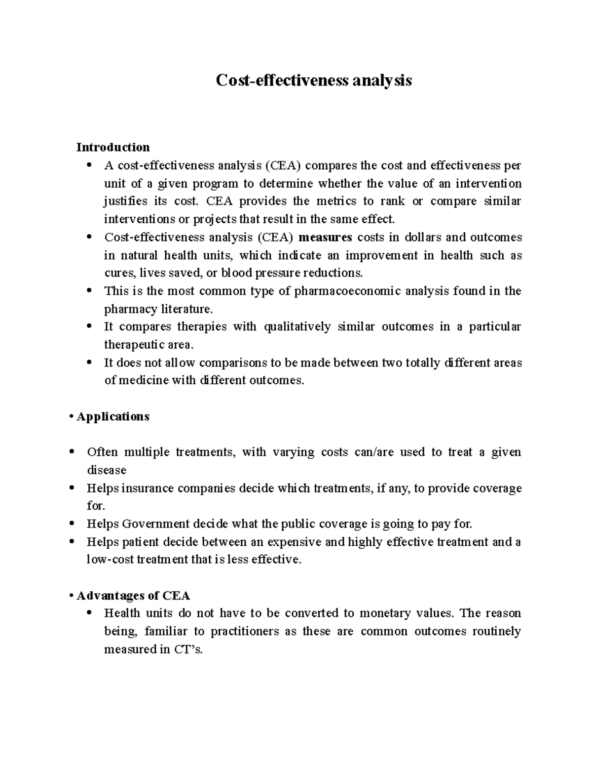 Cost-effective analysis - Cost-effectiveness analysis Introduction A ...