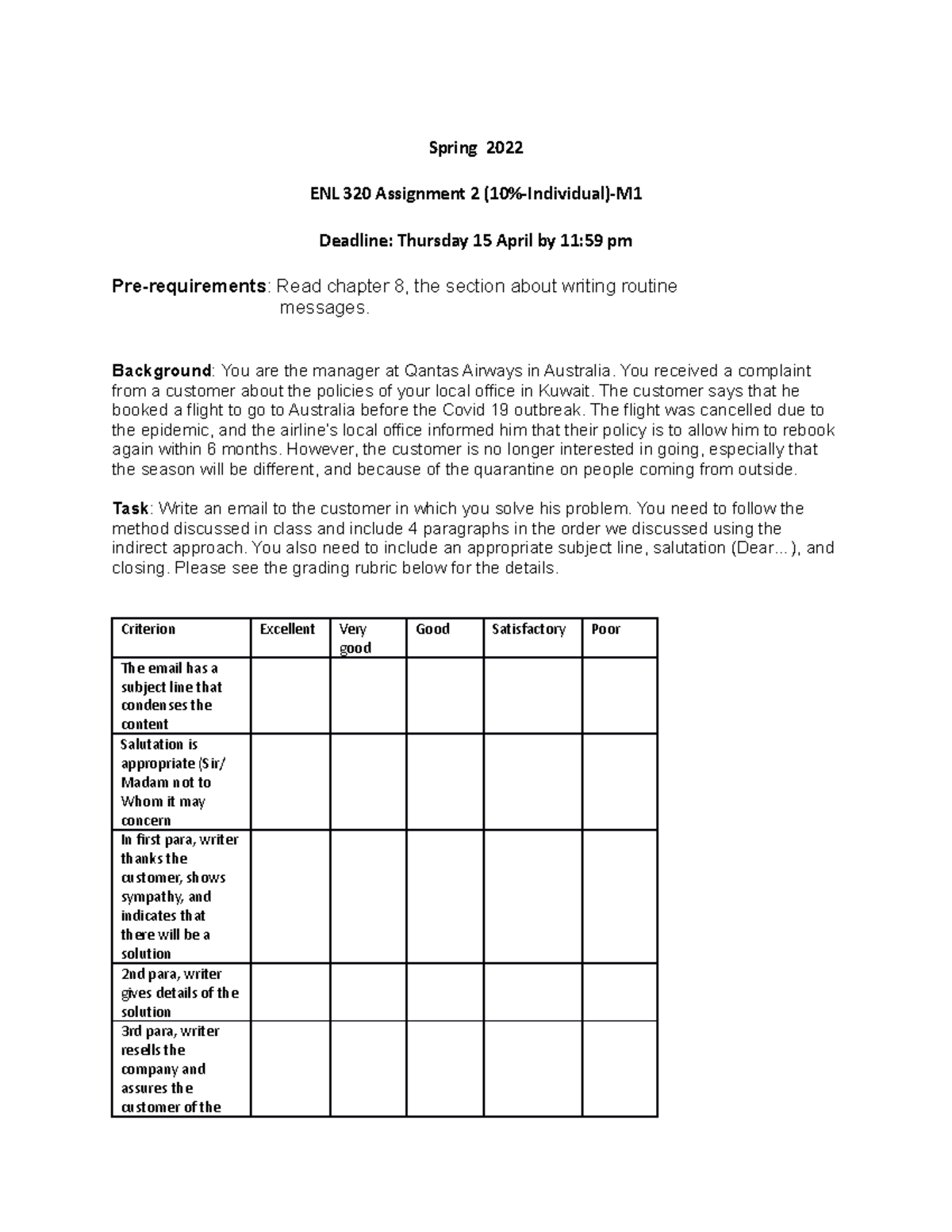 Assign 2-M1 ENL 320 - ABC - Spring 2022 ENL 320 Assignment 2 (10% ...
