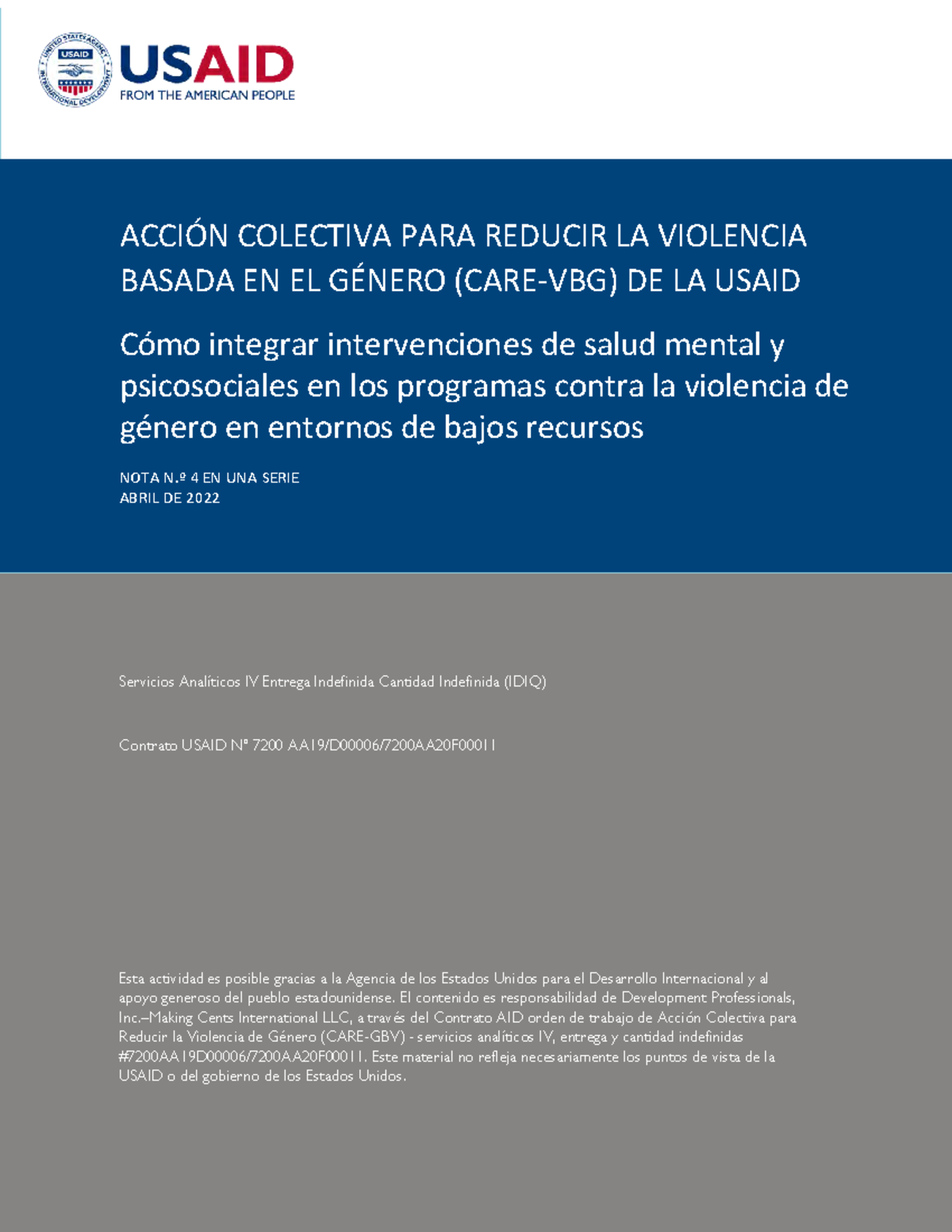 HTN 4 Mhpss ES-071822-508 - ACCIÓN COLECTIVA PARA REDUCIR LA VIOLENCIA ...