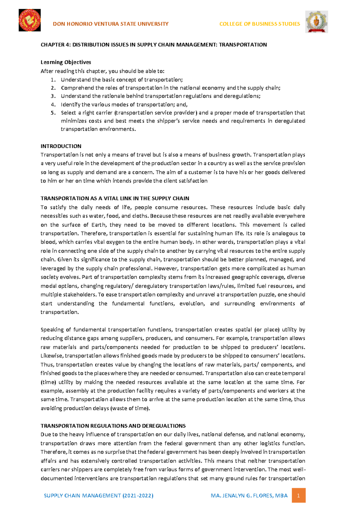Chap 4 SCM - CHAPTER 4: DISTRIBUTION ISSUES IN SUPPLY CHAIN MANAGEMENT ...