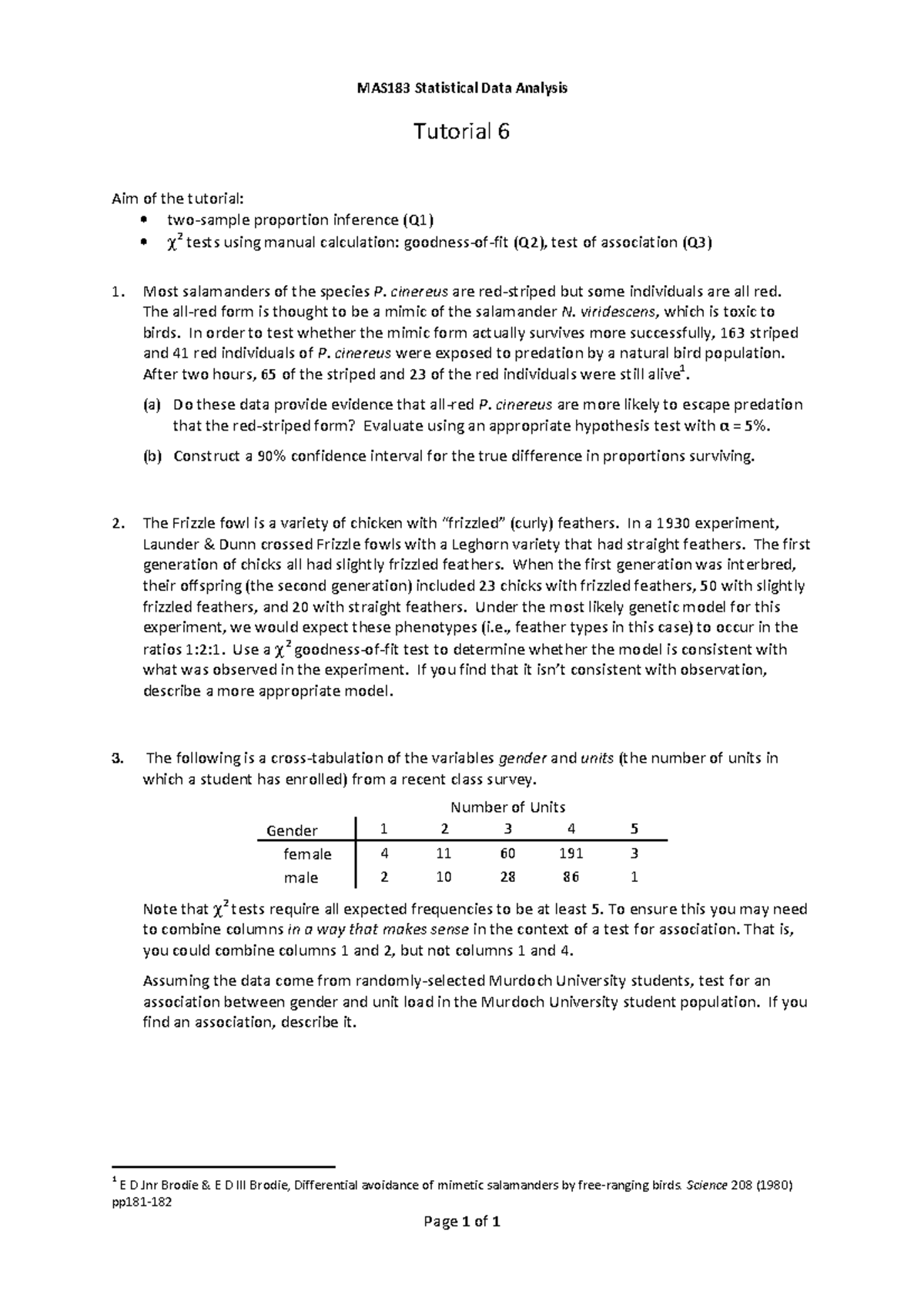 Tut 6 - tut 6 questions - MAS183 - Murdoch - Studocu