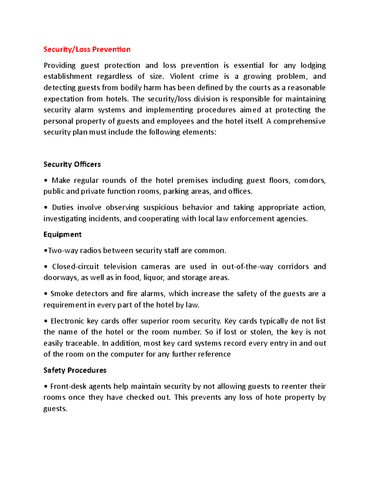 Security and Loss Prevention - Security/Loss Prevention Providing guest ...