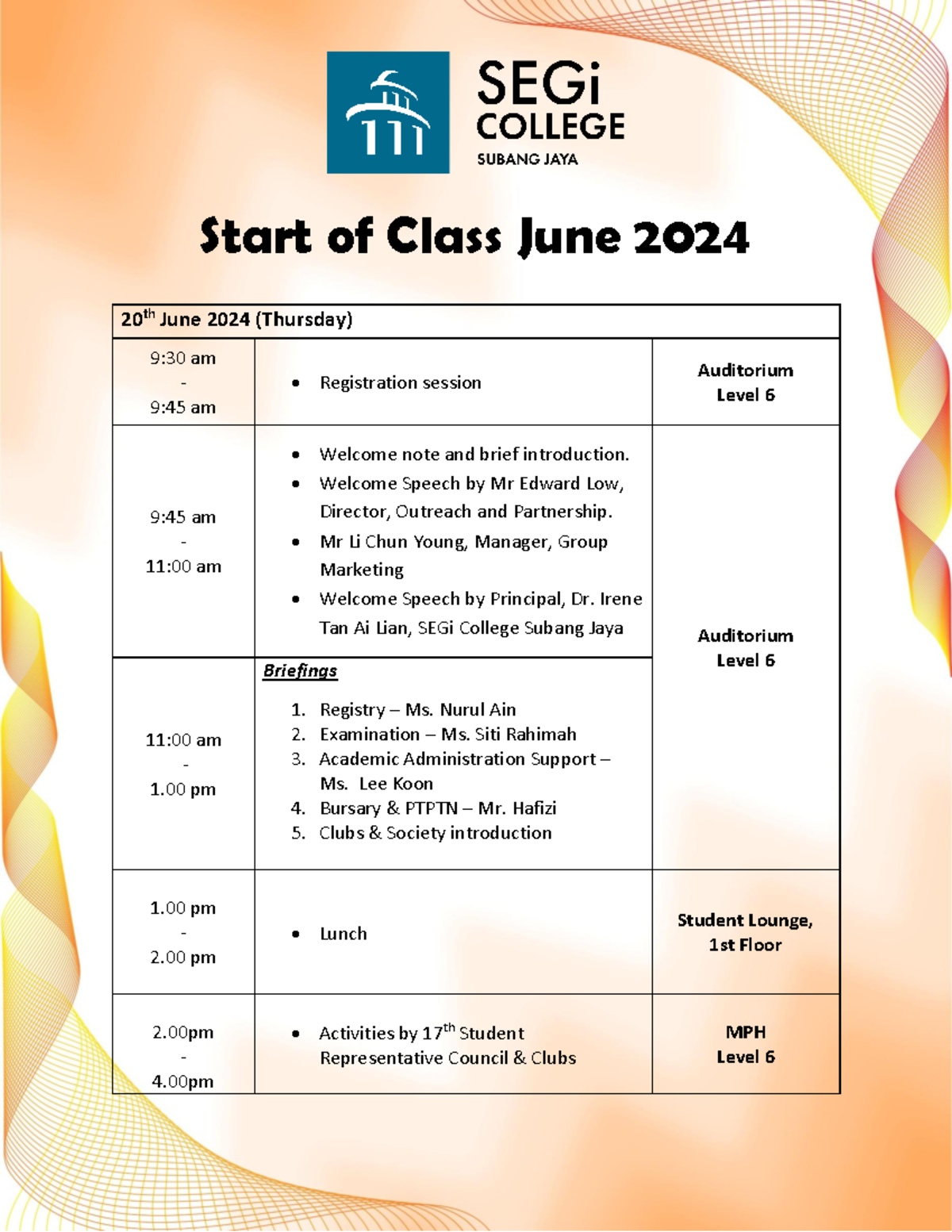 SOC 20 21 June 2024 (Degree) - Start of Class June 2024 20 th June 2024 ...