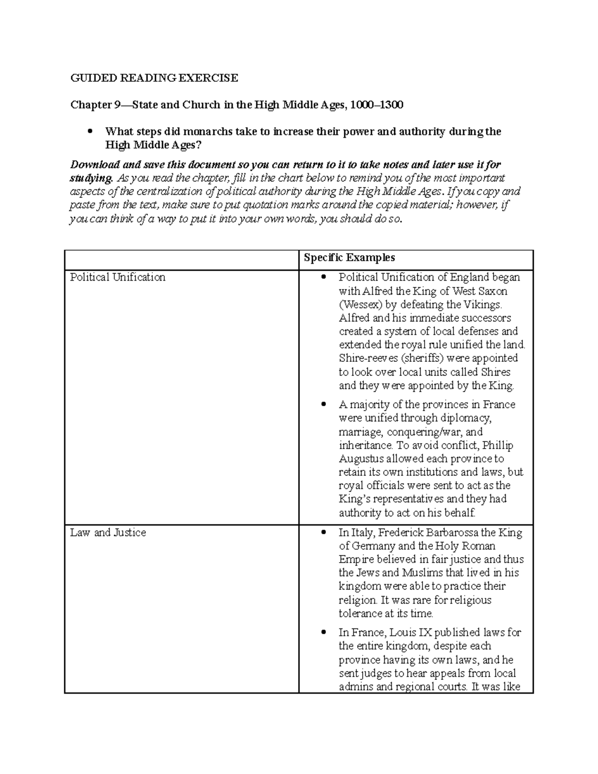 HIST- Ch 9 Mandatory Assignment - GUIDED READING EXERCISE Chapter 9 ...