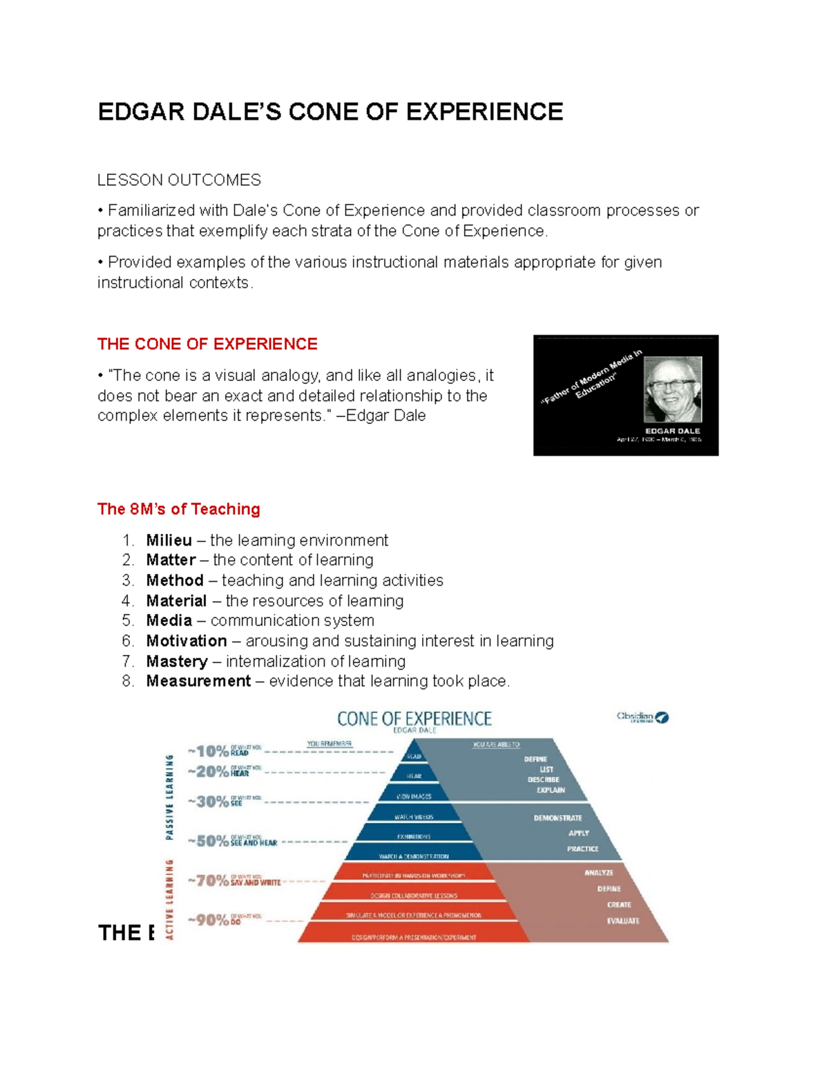 TED1204 Edgar DALE’S CONE OF Experience - EDGAR CONE OF EXPERIENCE ...