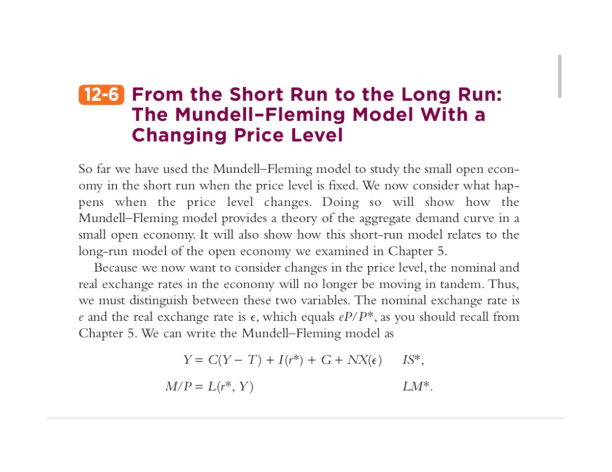 From the Short Run to the Long Run- The Mundell-Fleming Model With a ...