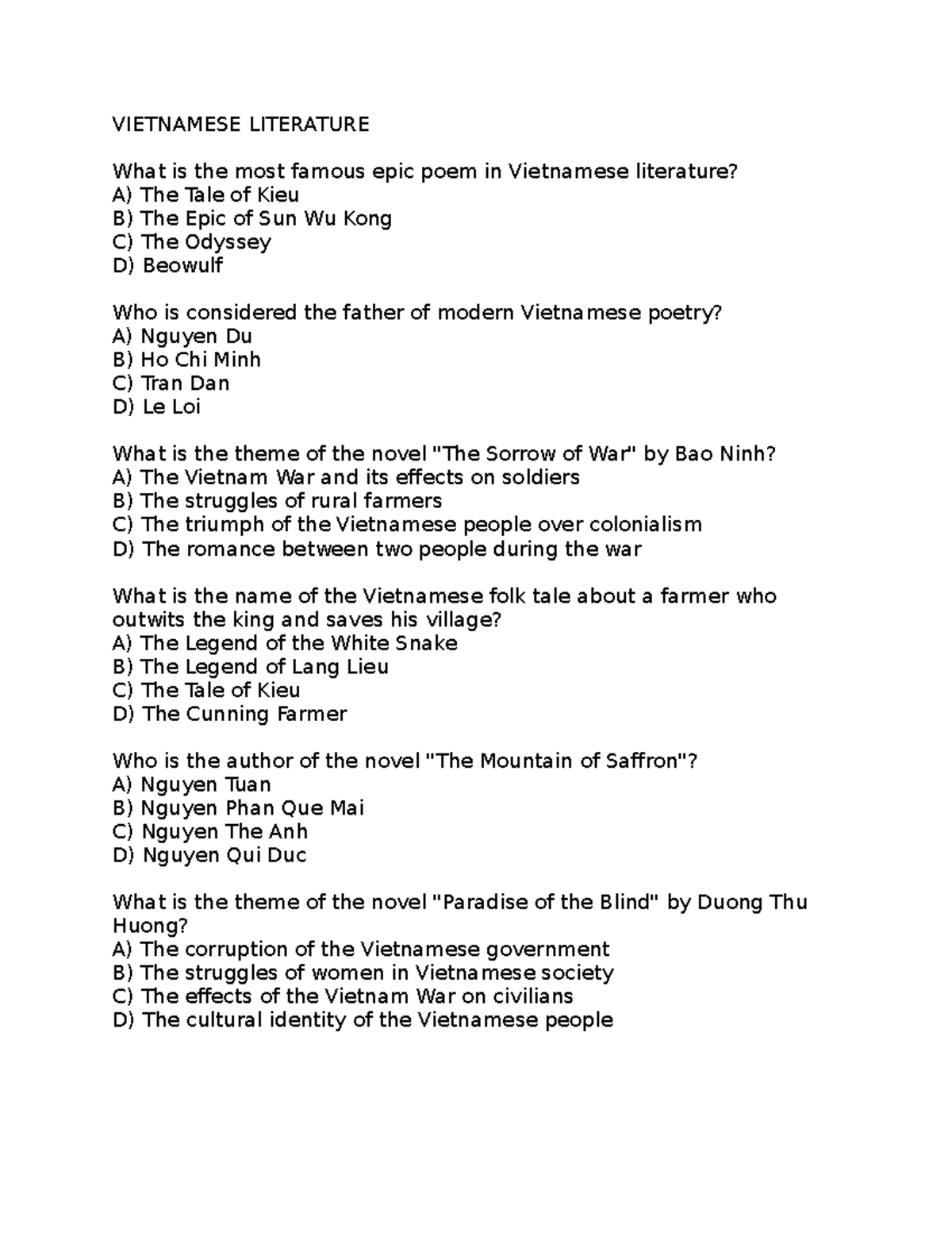 Vietnamese Literature - VIETNAMESE LITERATURE What is the most famous ...