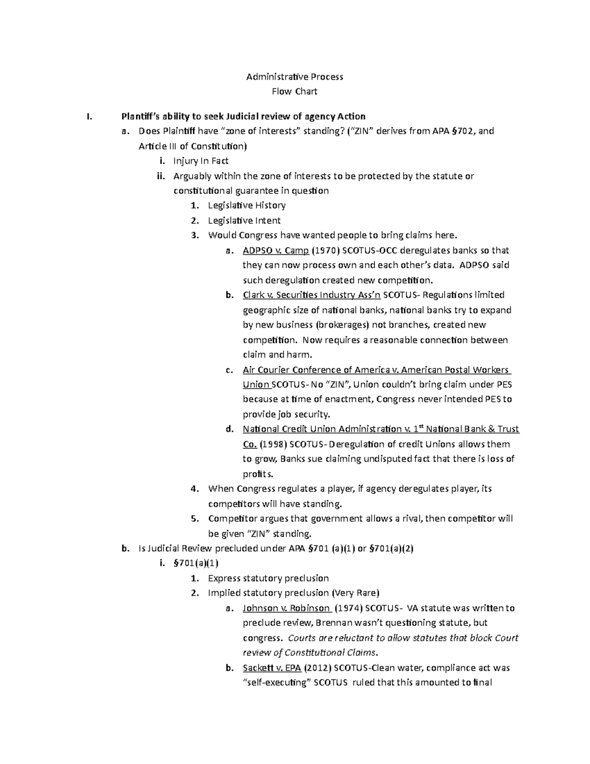 Administrative Law Outline - Administrative Process Flow Chart I ...