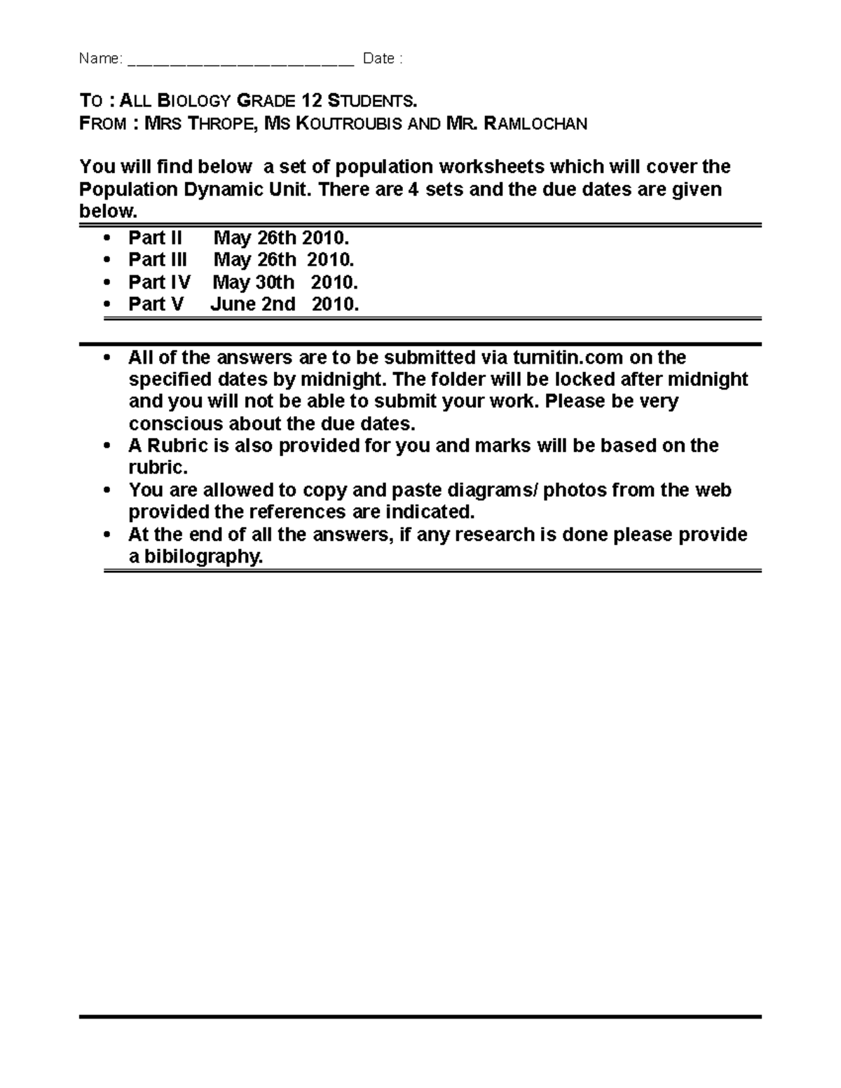 SBI4U Population Dynamics ISU Booklet v3 - TO : ALL BIOLOGY GRADE 12 ...
