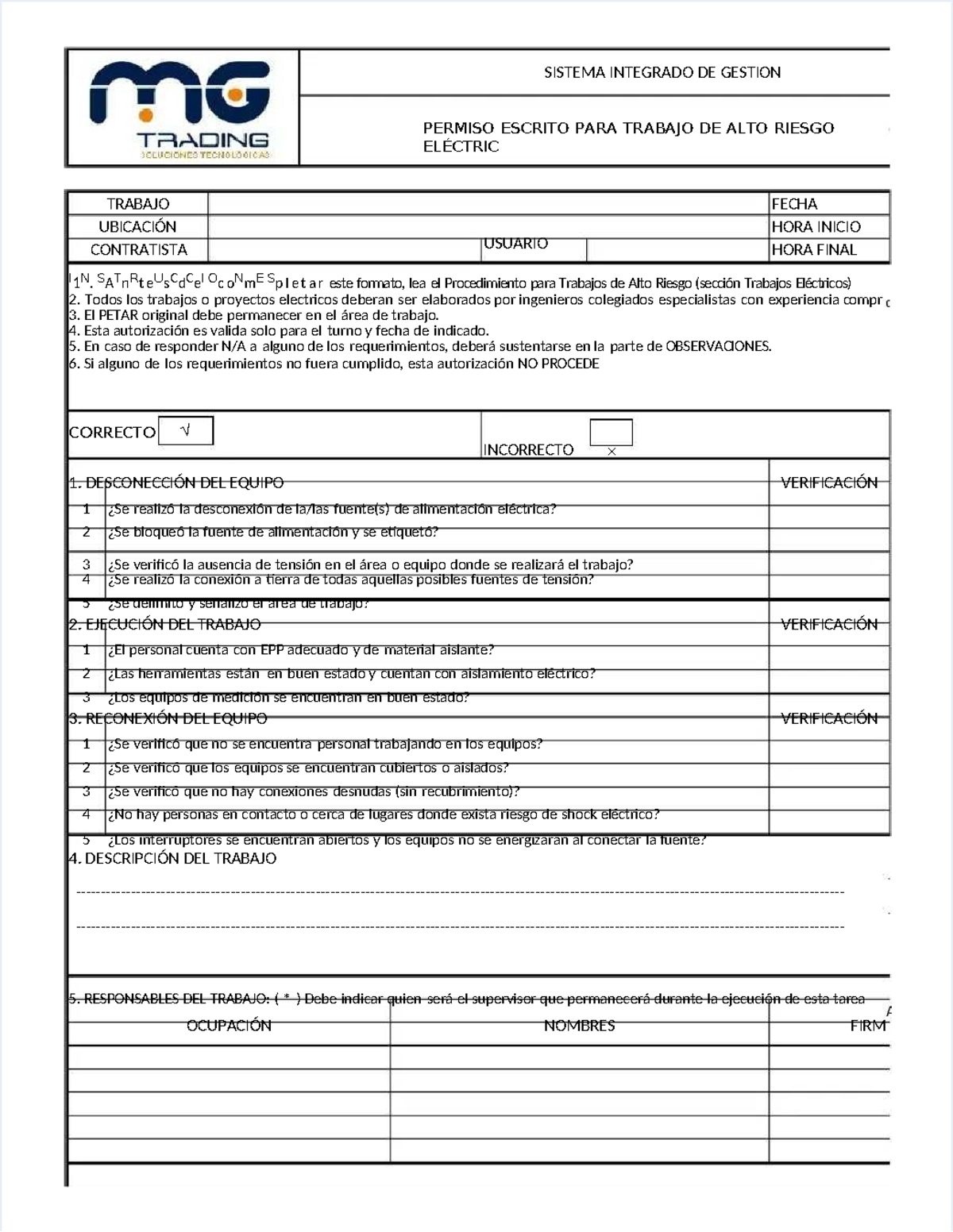 Pdf-petar-electrico - SISTEMA INTEGRADO DE GESTION PERMISO ESCRITO PARA TRABAJO DE ALTO RIESGO ...