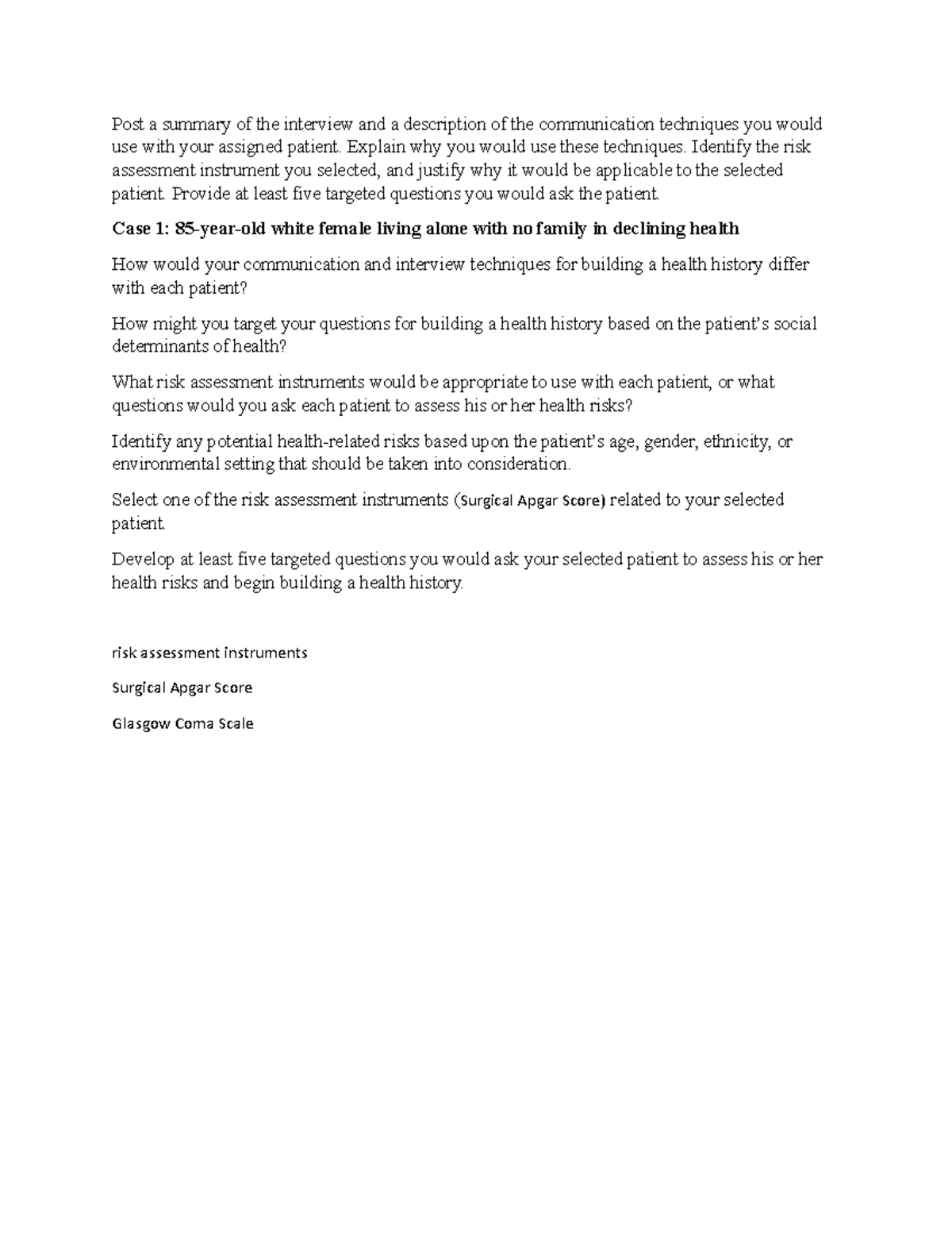 Healthassesswk 1 - Comprehensive, critical, thorough, thoughtful, and ...