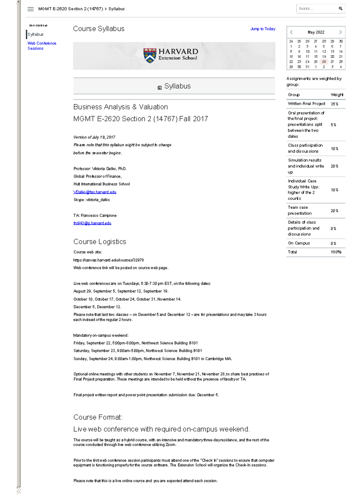 Syllabus for business analysis and valuation - MGMT E-2620 Section 2 ...