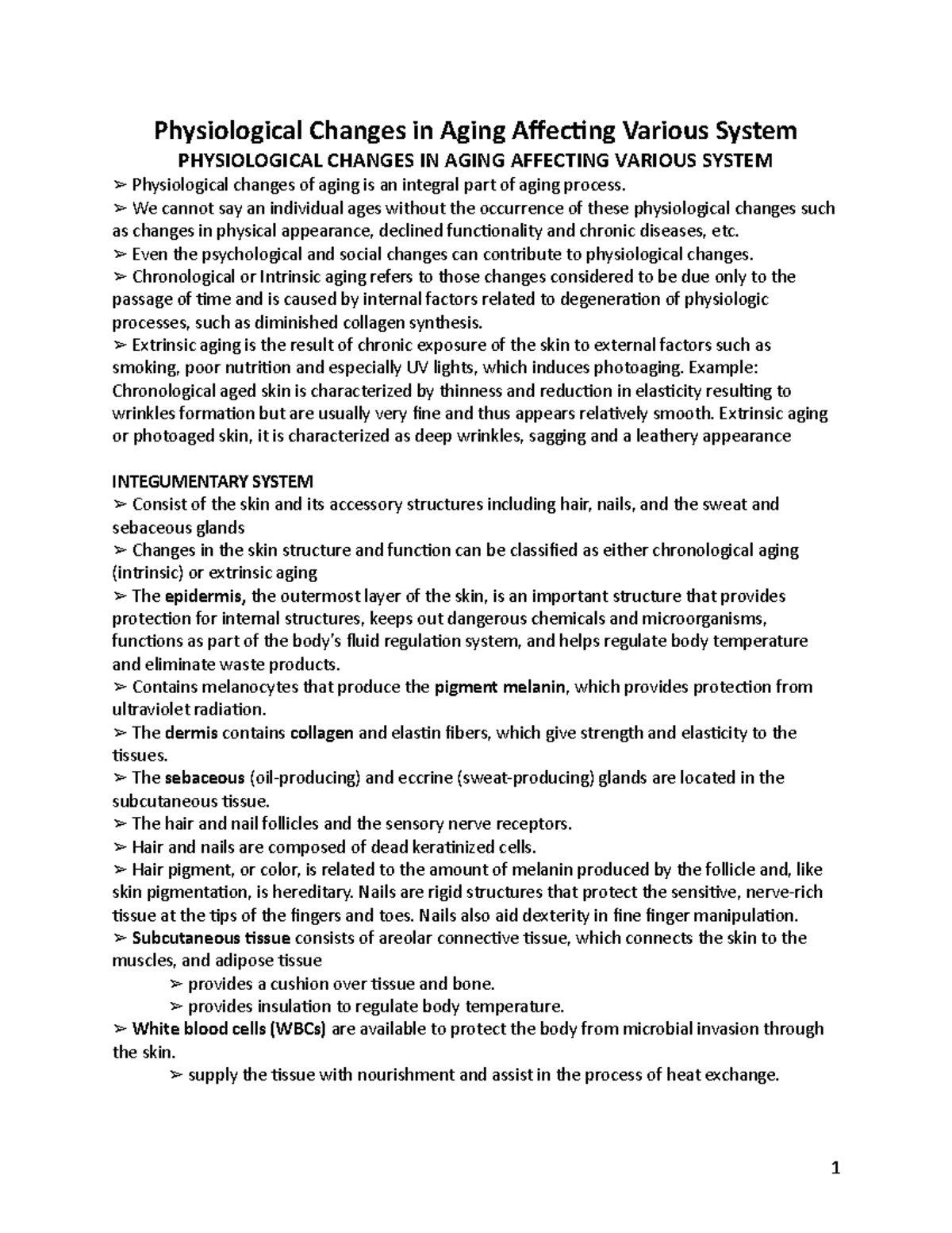 Gerontology (5TH Lecture) - Physiologic Changes - Physiological Changes ...