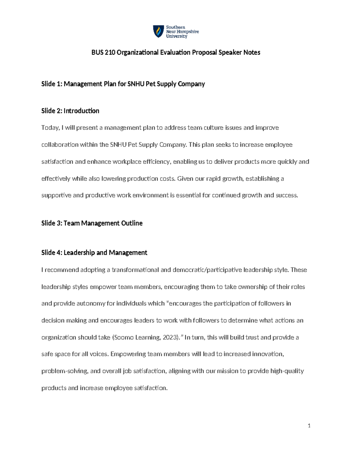 Module 7 - Project One - Organizational Evaluation Proposal Speaker ...