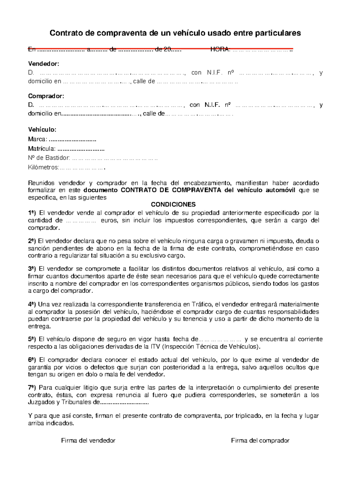 Ppp - dssss - Contrato de compraventa de un vehículo usado entre ...