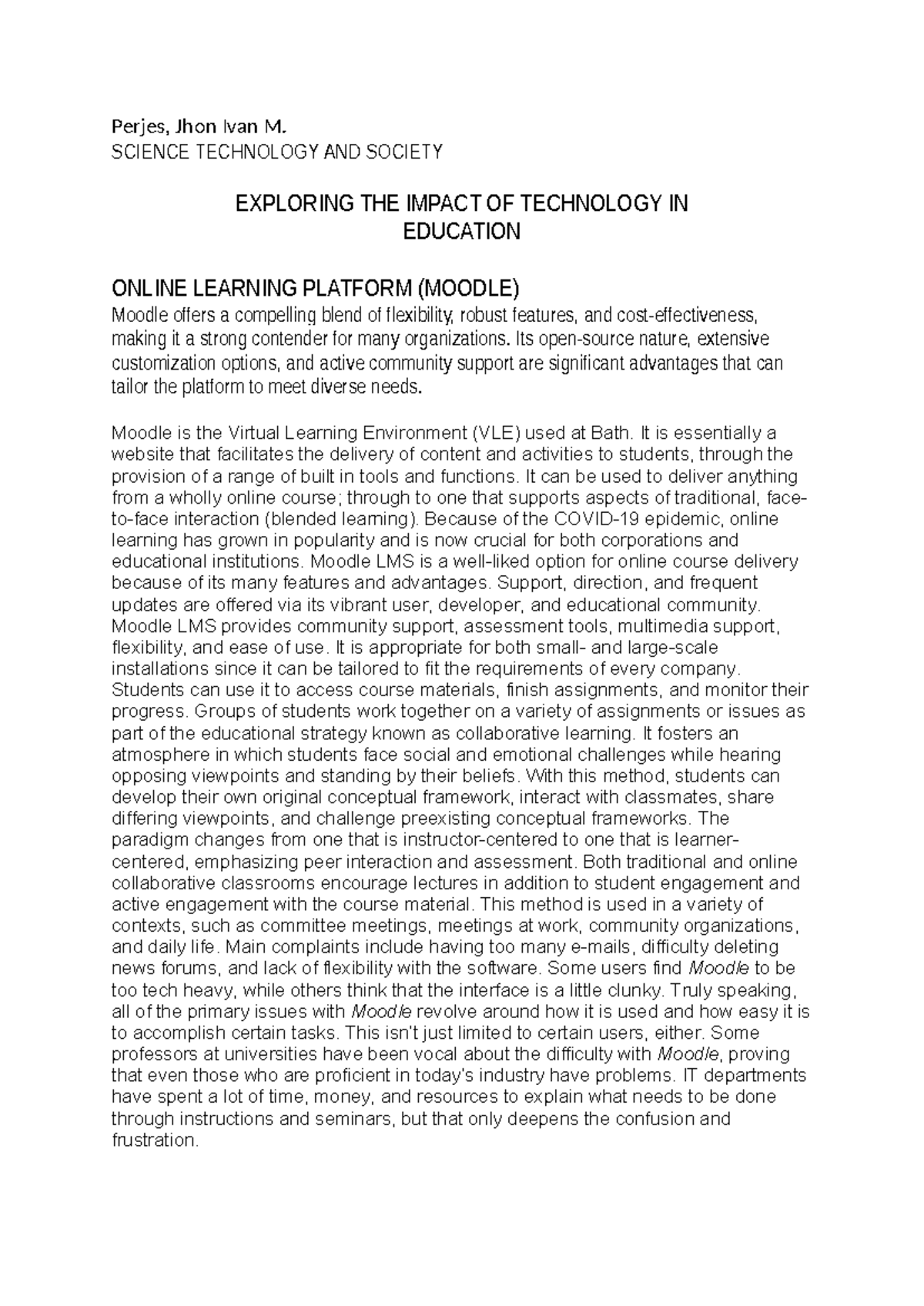 Exploring THE Impact OF Technology IN Education - Perjes, Jhon Ivan M ...