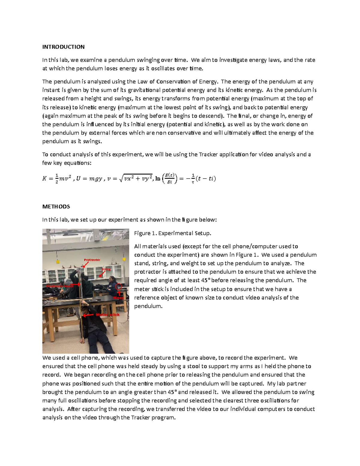 ENPH 131 lab 3 Cons. of Energy Studocu - INTRODUCTION In this lab, we examine a pendulum ...